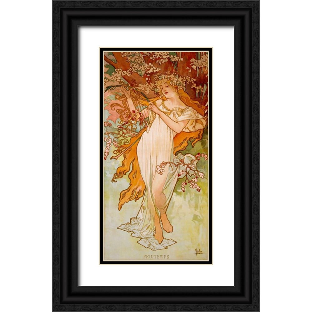 Mucha, Alphonse 9x14 Black Ornate Wood Framed with Double Matting ...