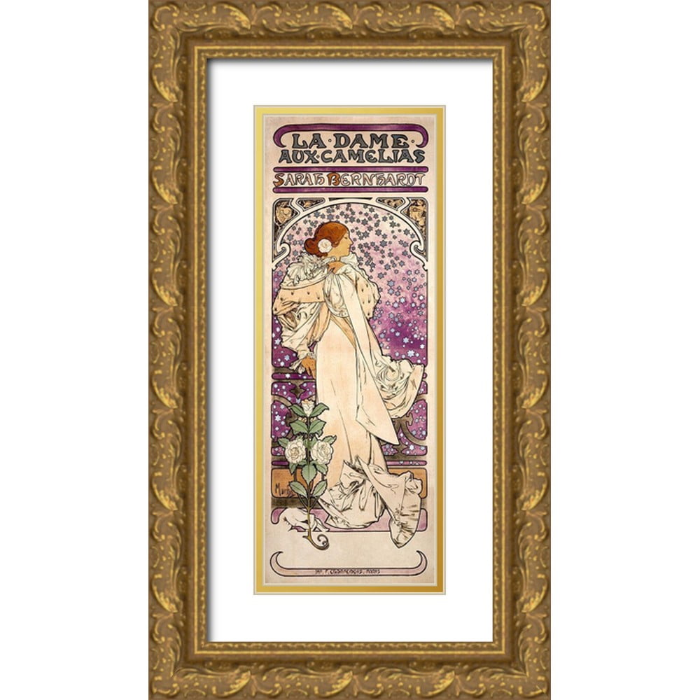 Mucha, Alphonse 9x18 Gold Ornate Wood Framed with Double Matting Museum ...