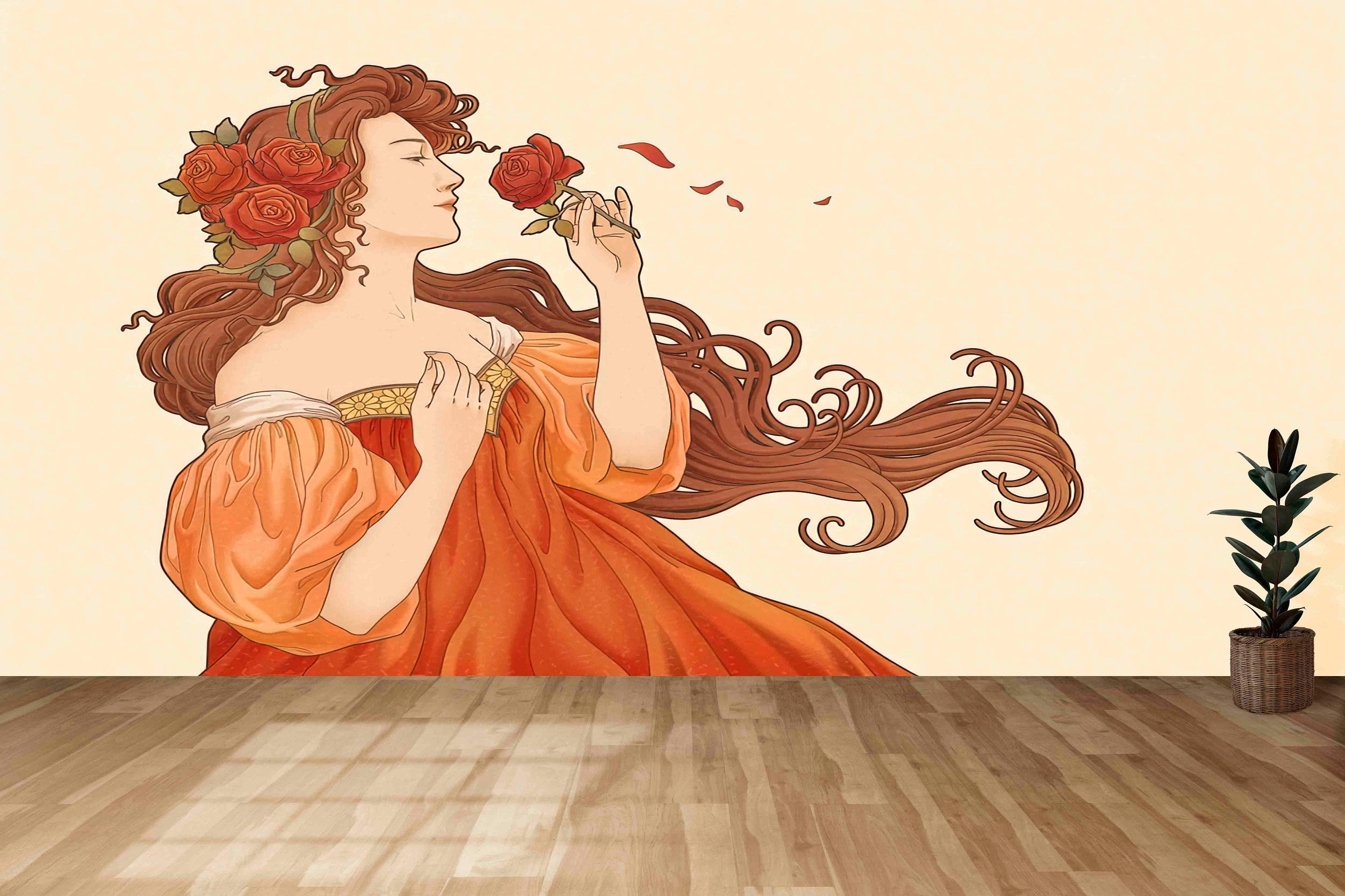 Mucha Goddess Wall Mural, Mucha Goddess Wall Painting, 3d Wallpaper ...