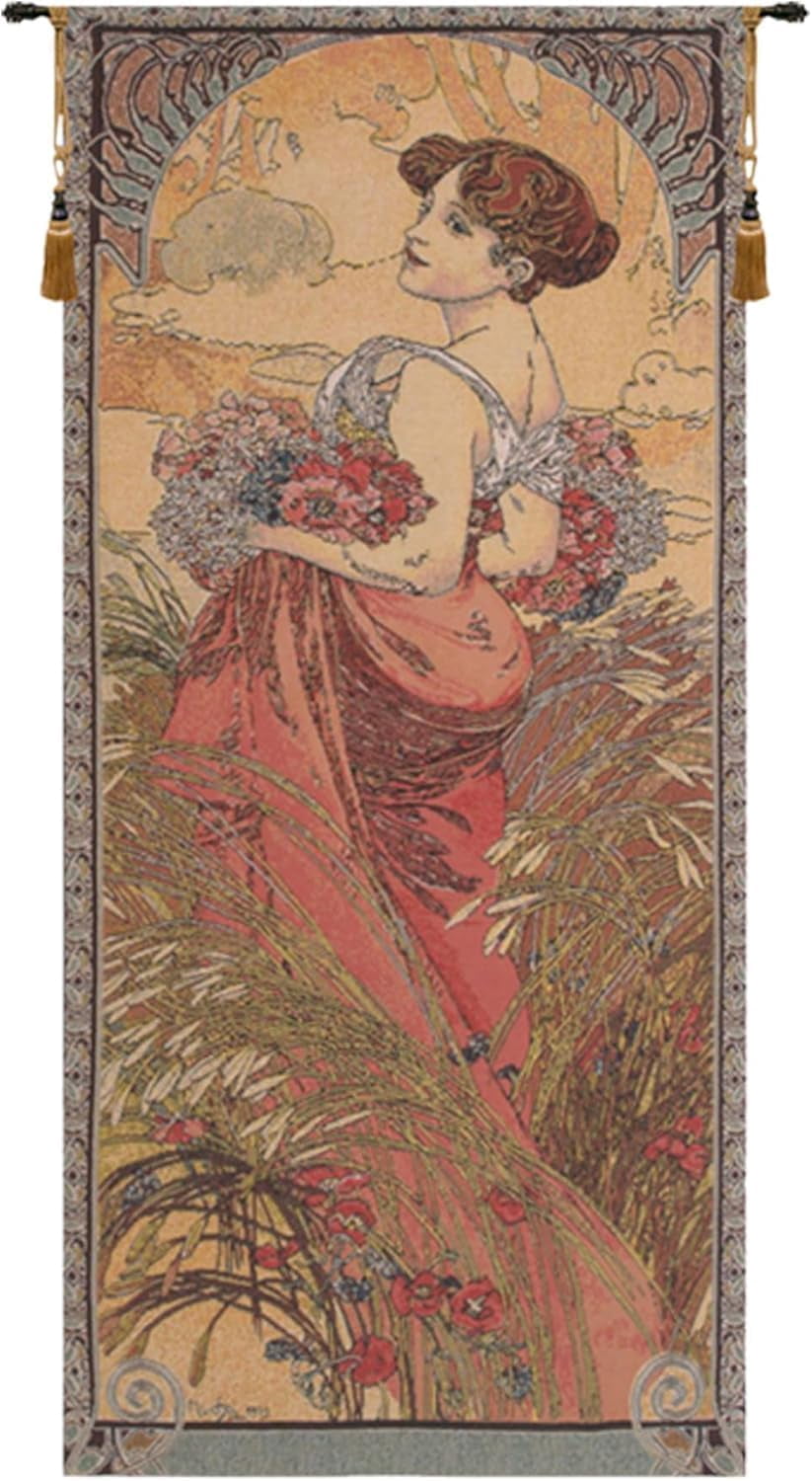 Mucha Summer I Belgian Boho Tapestry Wall Hanging 39x 18 h Viscose ...