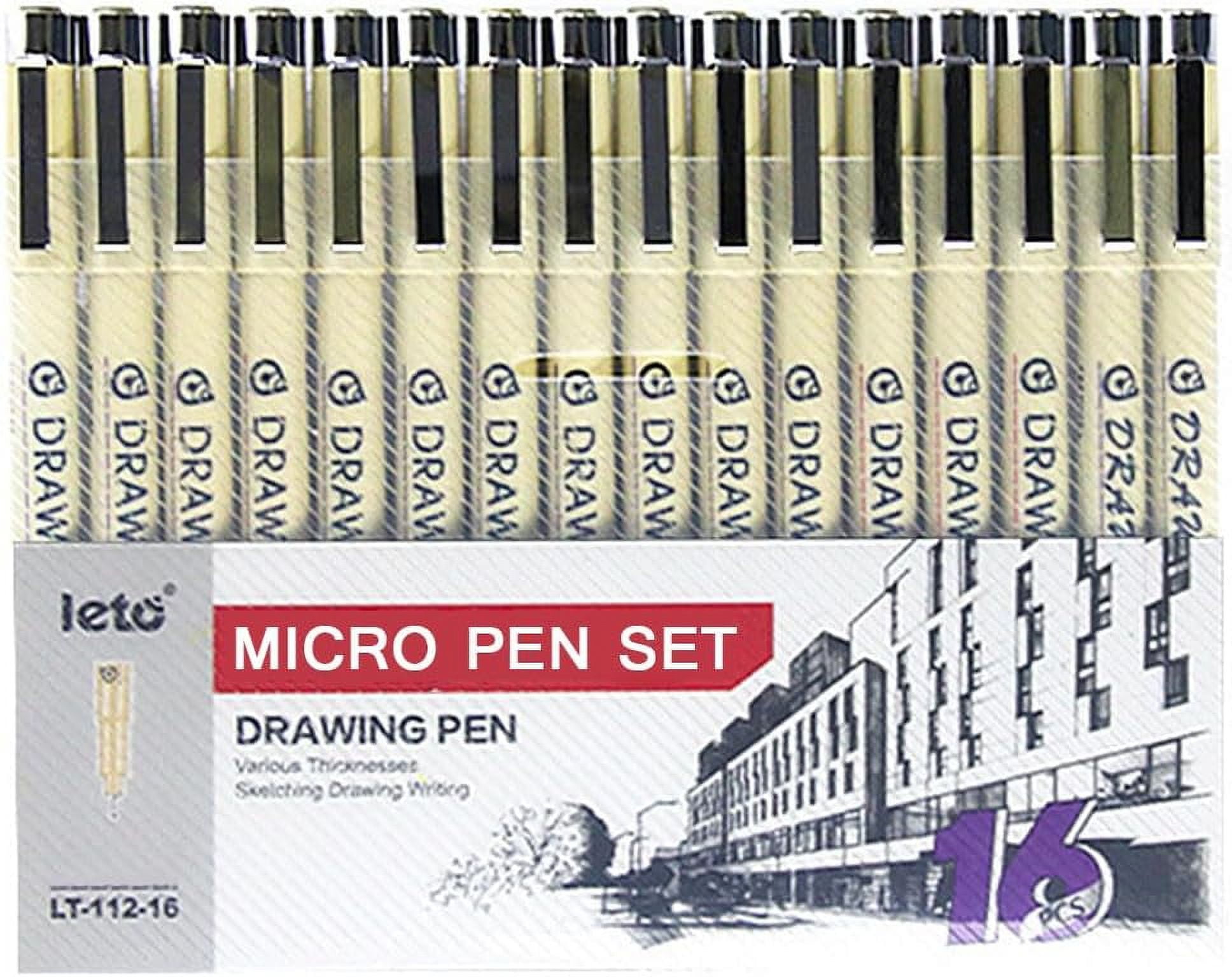 Muchcute Micro Fineliner Drawing Art Pens: 16 Black Fine Line Waterproof Ink Set Artist Supplies ...