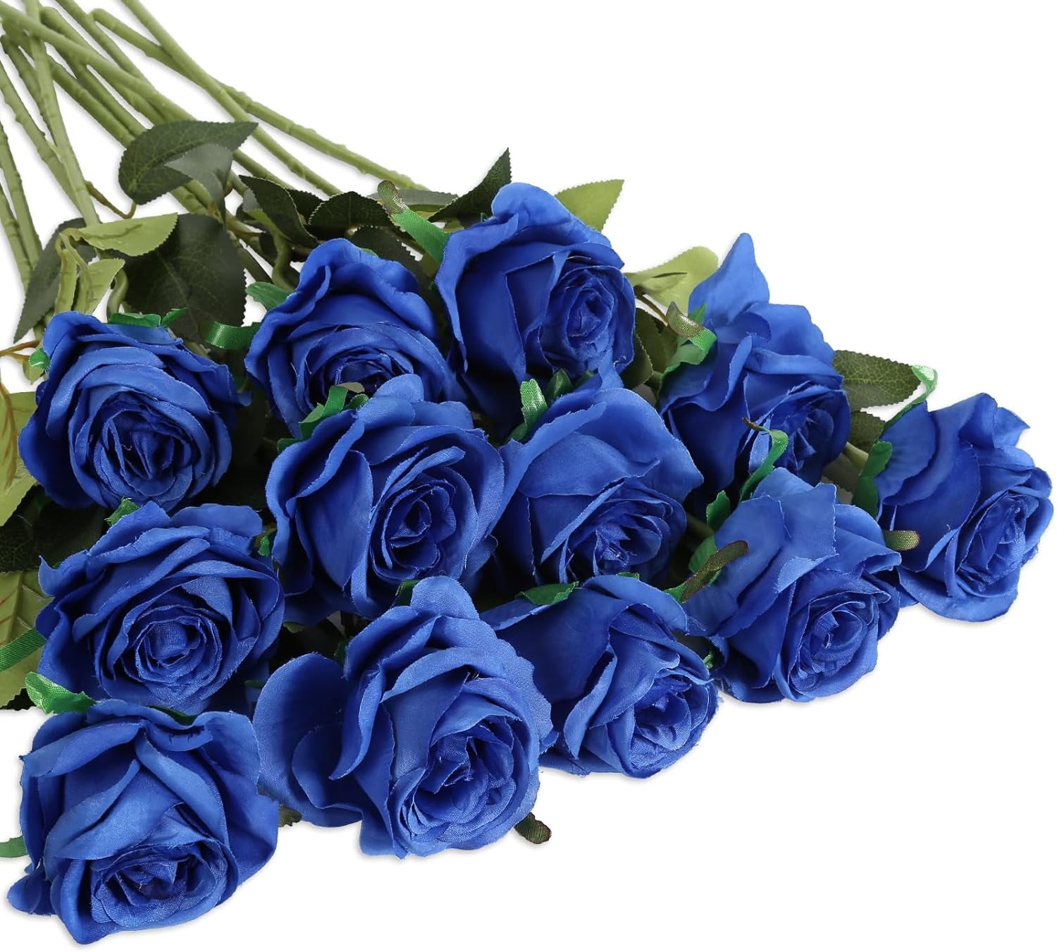 Muchenggift Blue Artificial Silk Roses, Wedding Bouquet, Bridal Decor ...