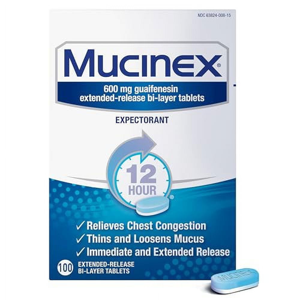 Mucinex 12 Hour 600 mg Guaifenesin Extended-Release Tablets for Excess ...