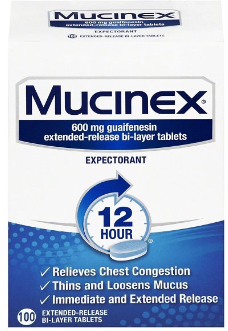 Mucinex 12-Hour Chest Congestion Expectorant Tablets, 100 ct (Pack of 6 ...