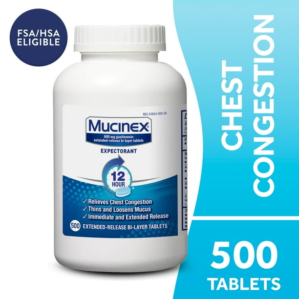 Mucinex 12 Hour Expectorant, OTC Medicine for Excess Mucus Relief ...