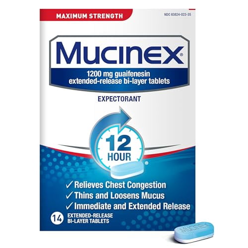 Mucinex 12 Hour Maximum Strength 1200 mg Guaifenesin Extended-Release ...