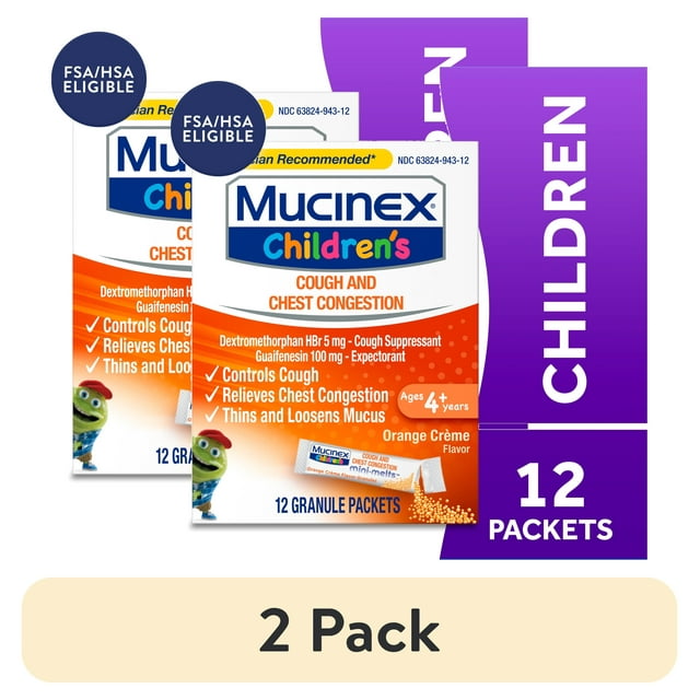 (2 pack) Mucinex Children's Cough Medicine & Expectorant for Kids, OTC ...