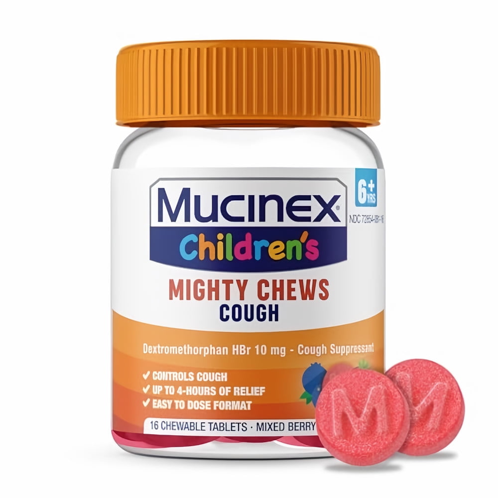 Mucinex Children's Mighty Chews Mixed Berry Cough Relief Tablets 4.64 ...