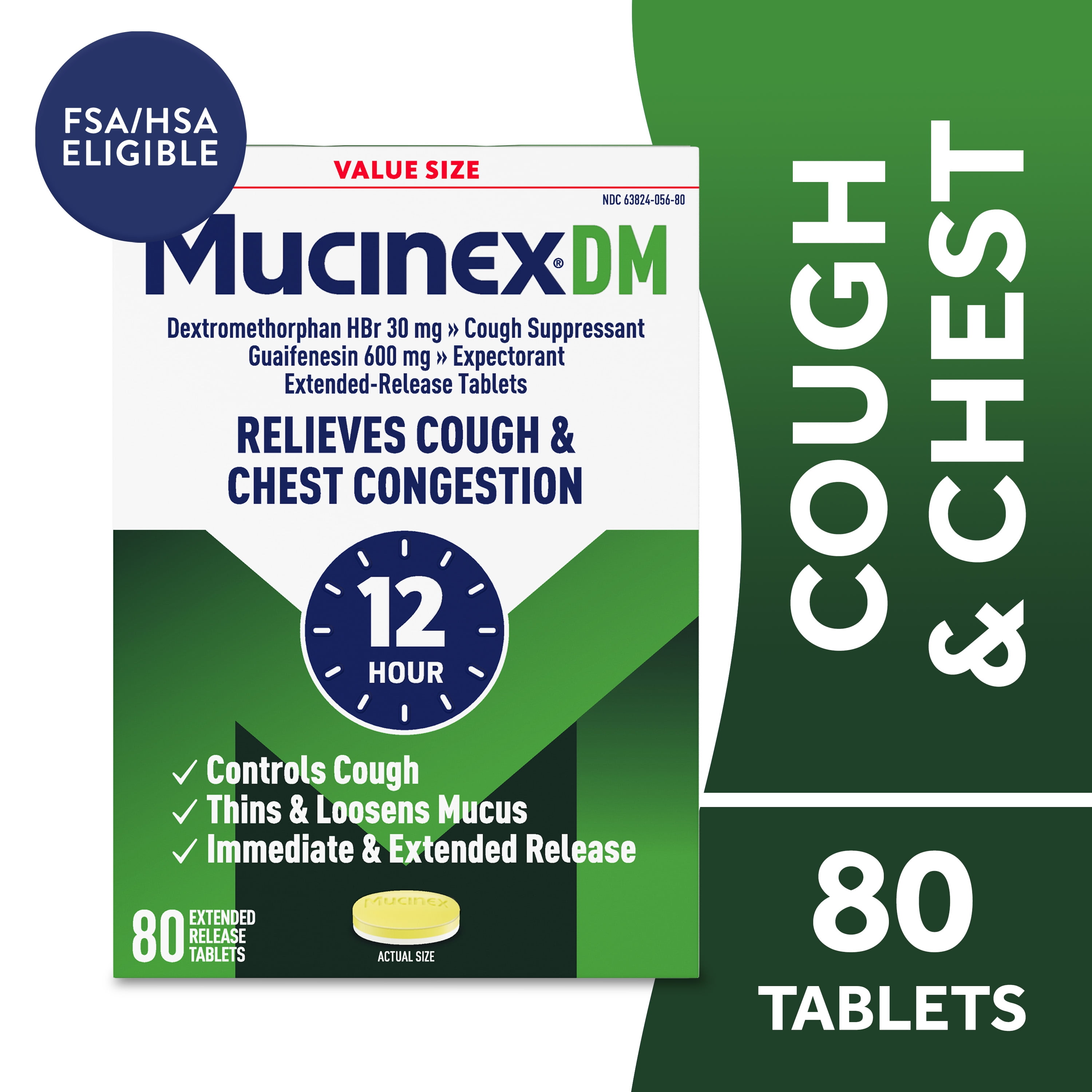 Mucinex DM 12 Hour Expectorant & Cough Medicine, Excess Mucus Relief ...