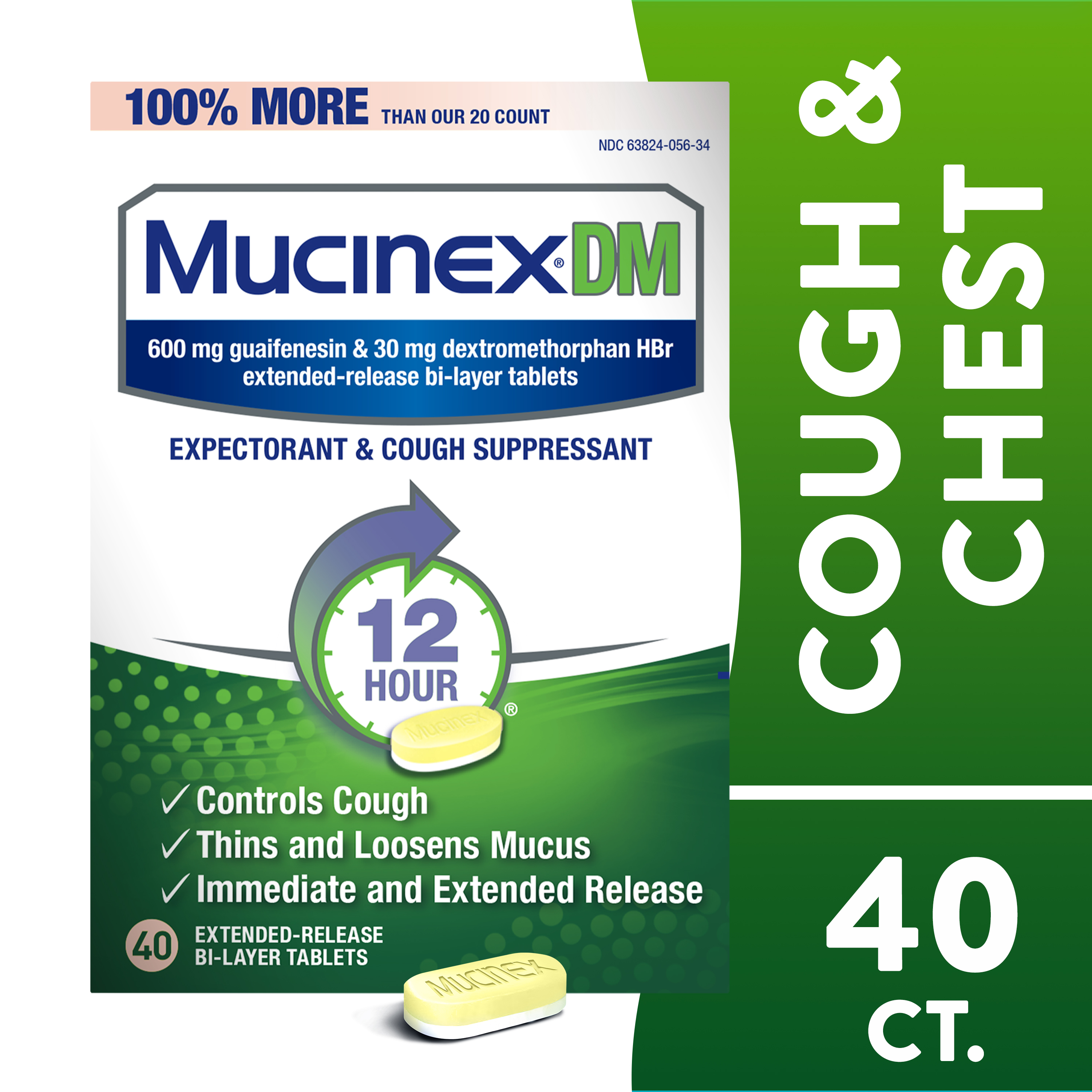 Mucinex DM 12 Hr Relief Tablets 40ct 600 Mg Guaifenesin 30 Mg Mucinex DM 12 Hr Relief Tablets 40ct 600 Mg Guaifenesin 30 Mg