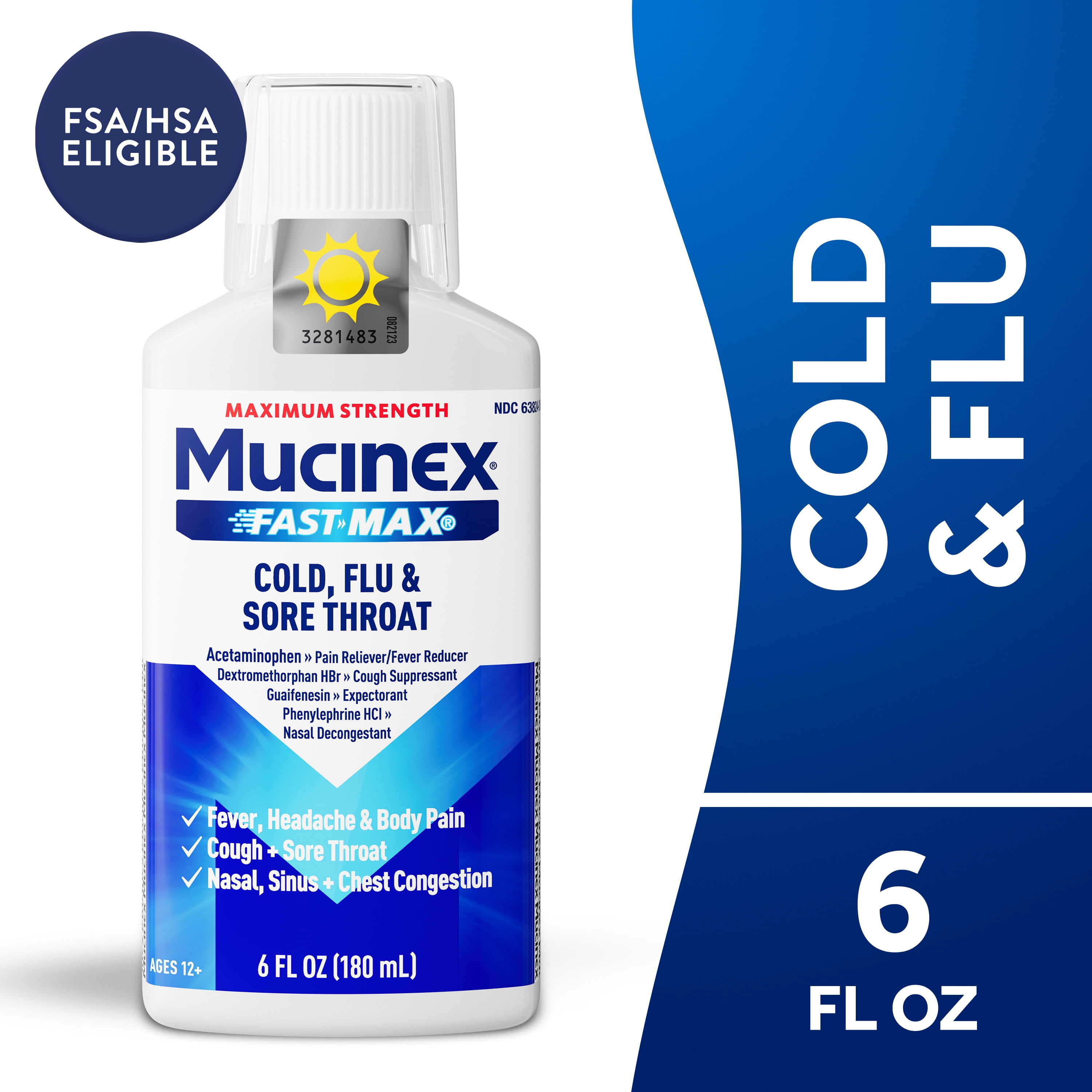 Mucinex Fast-Max Cold, Flu, & Sore Throat Relief Medicine, OTC Cough ...