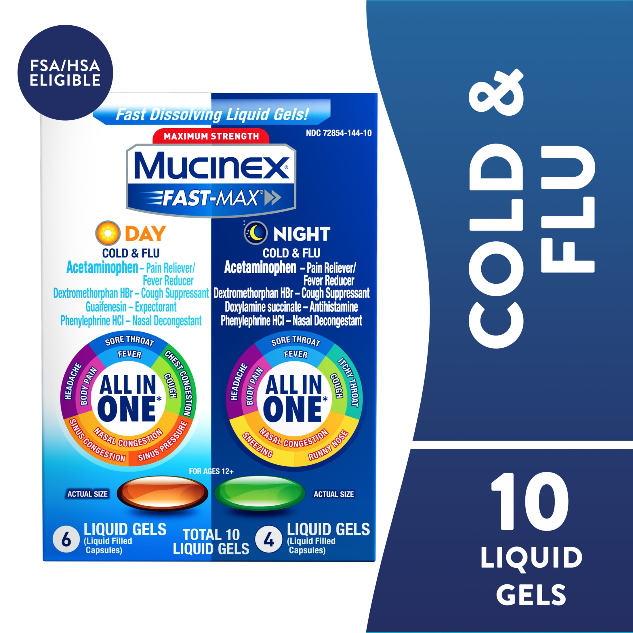 Mucinex Fast-Max Day Cold & Flu & Night Cold & Flu Medicine, OTC Cough ...