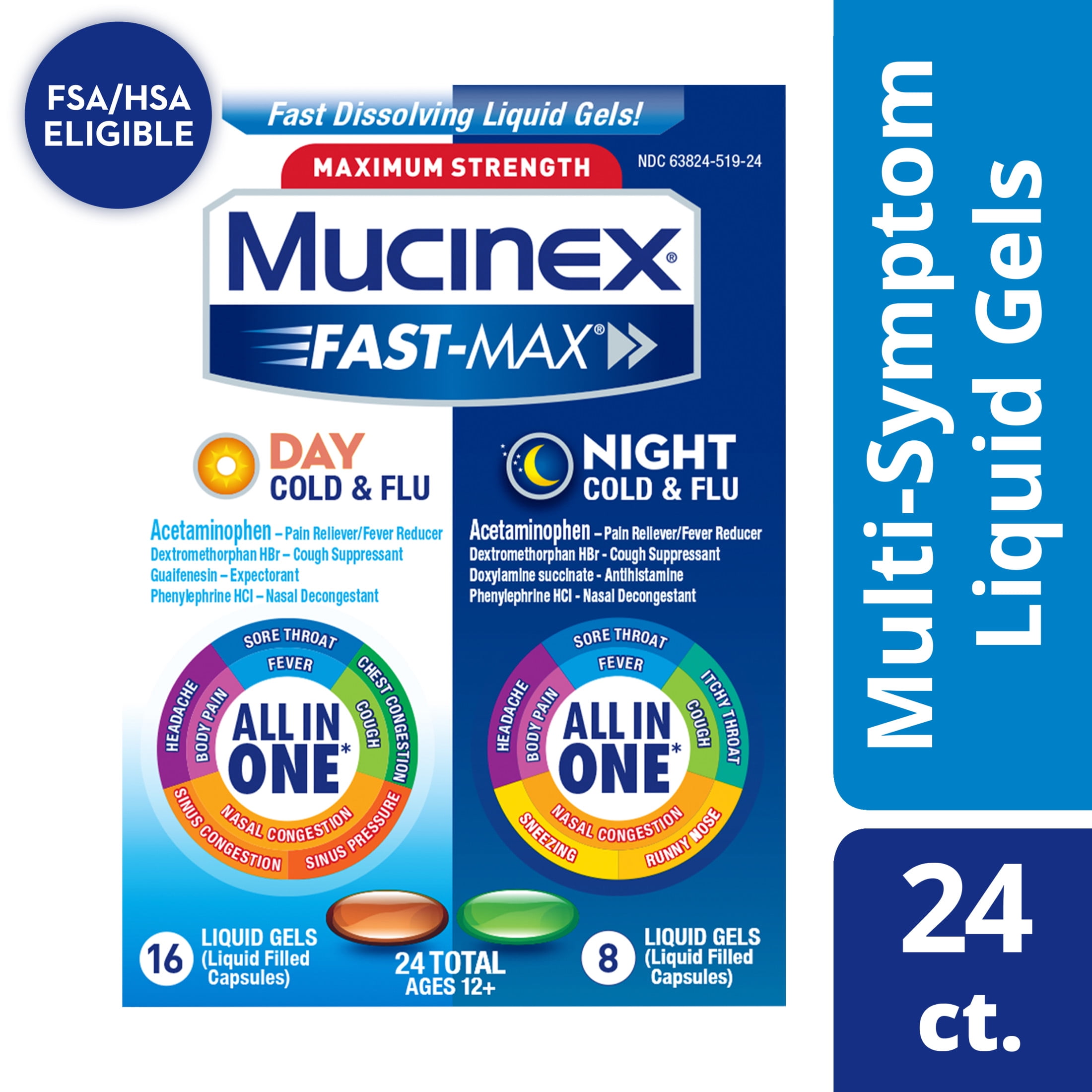 Mucinex Fast-Max Day Cold & Flu & Night Cold & Flu Medicine, OTC Cough ...