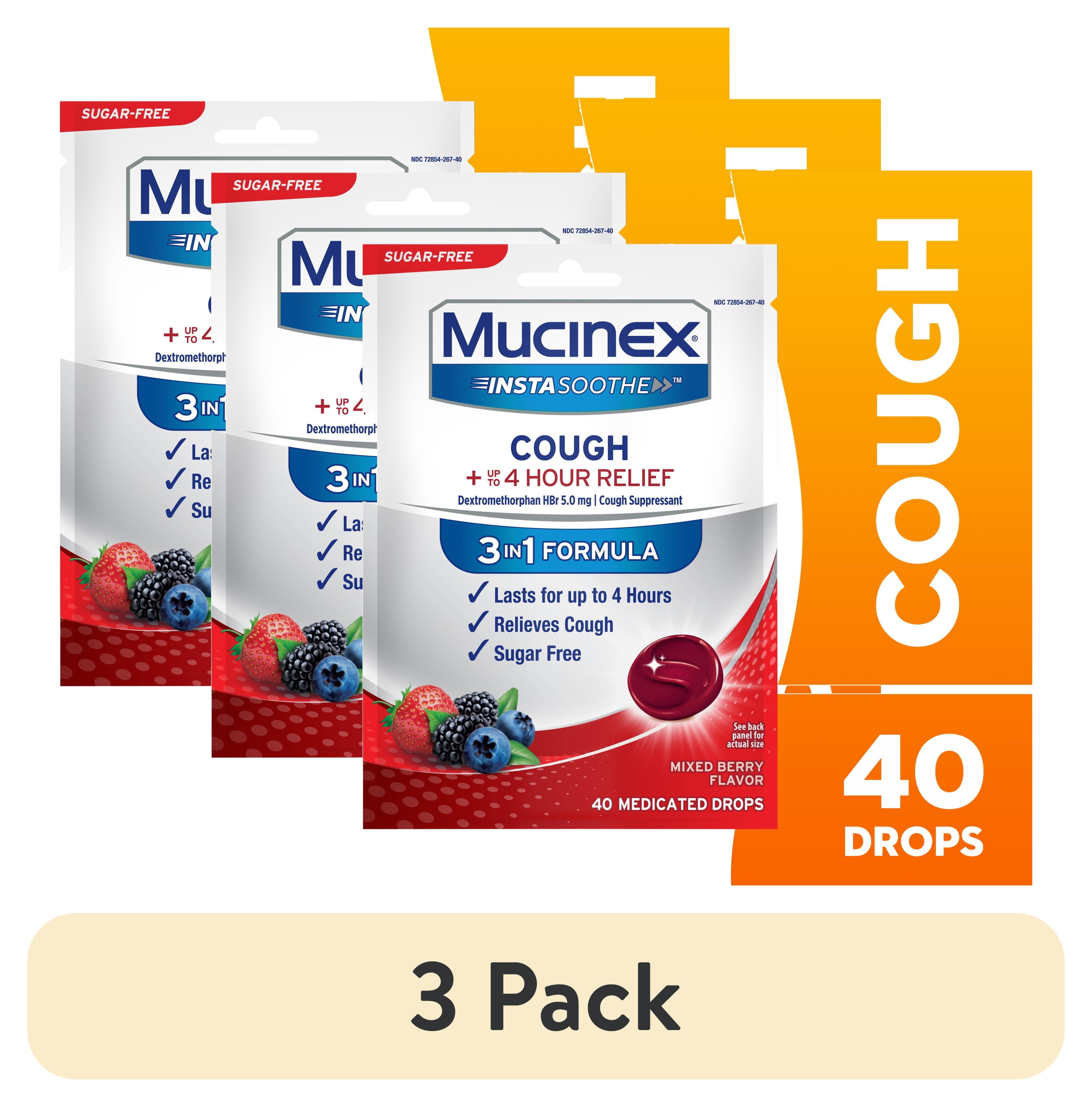 (3 pack) Mucinex Instasoothe Sugar Free Cough Drops, Cough Medicine for ...