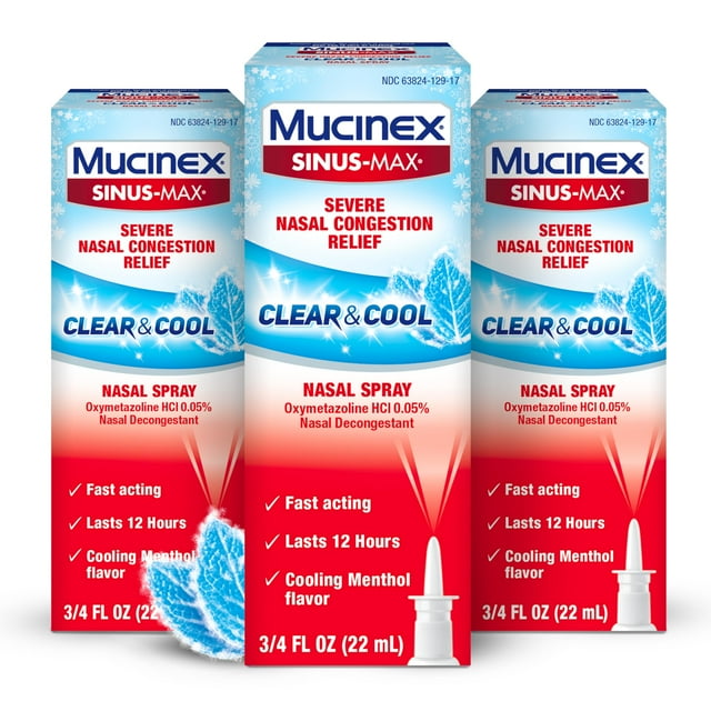Mucinex Sinus-Max Nasal Spray Decongestant, 12 Hour Over-The-Counter ...