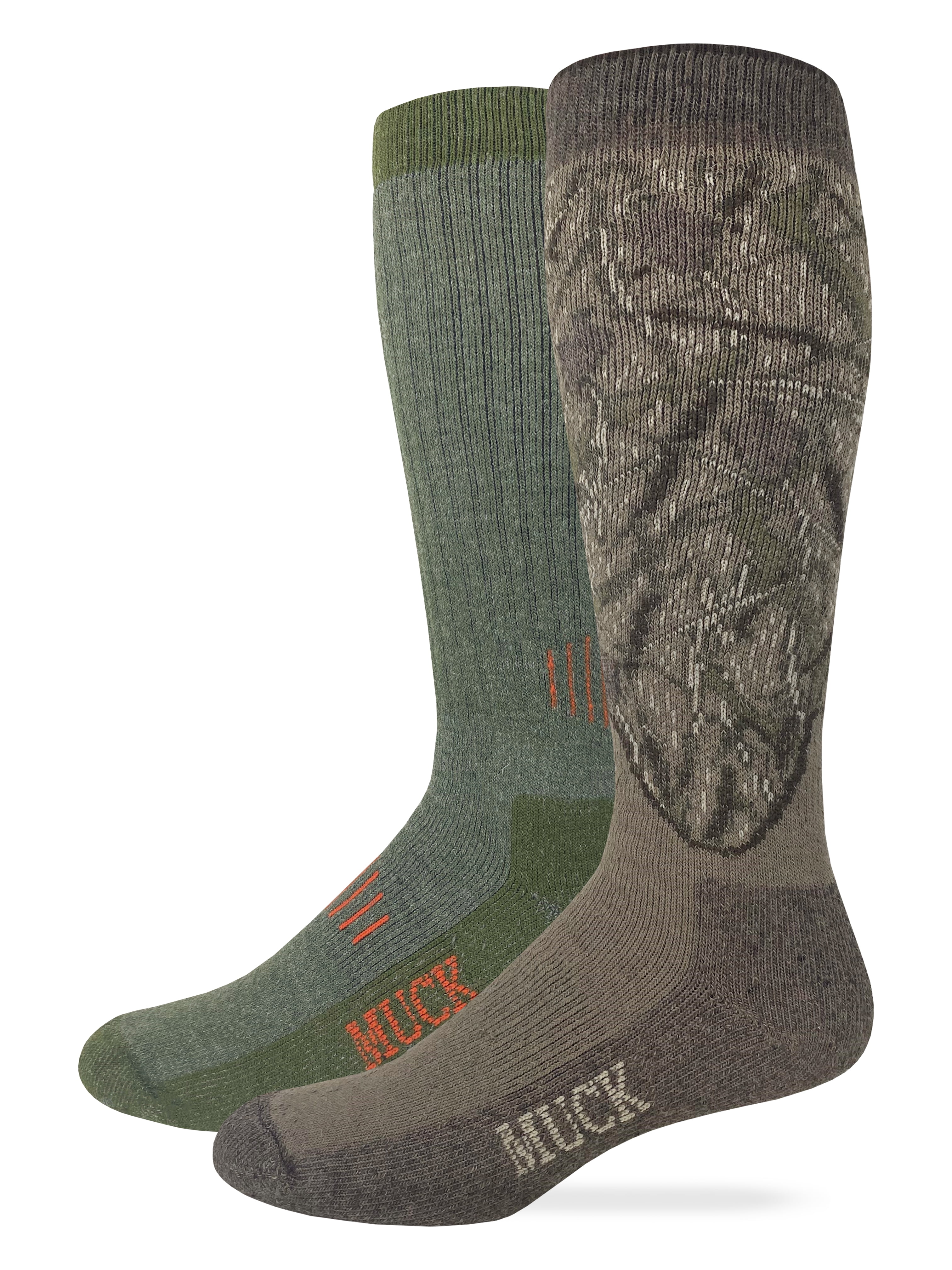Muck Boot Mens Merino Wool Blend Camo Tall Boot Socks 2 Pair Pack ...