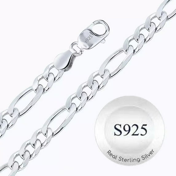 Mucky Cat 925 Sterling Silver Jewelry Gift, 4mm/5mm Figaro Chain ...