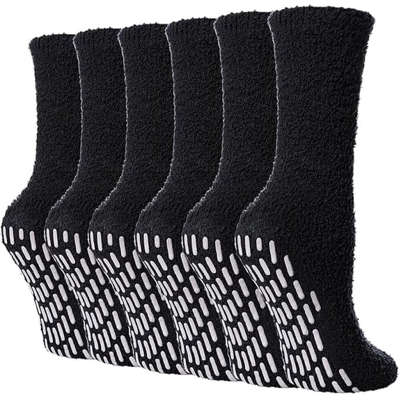 Mucky Cat Non Slip Grip Socks for Men, 6 Pairs Non Skid Anti Slip with ...