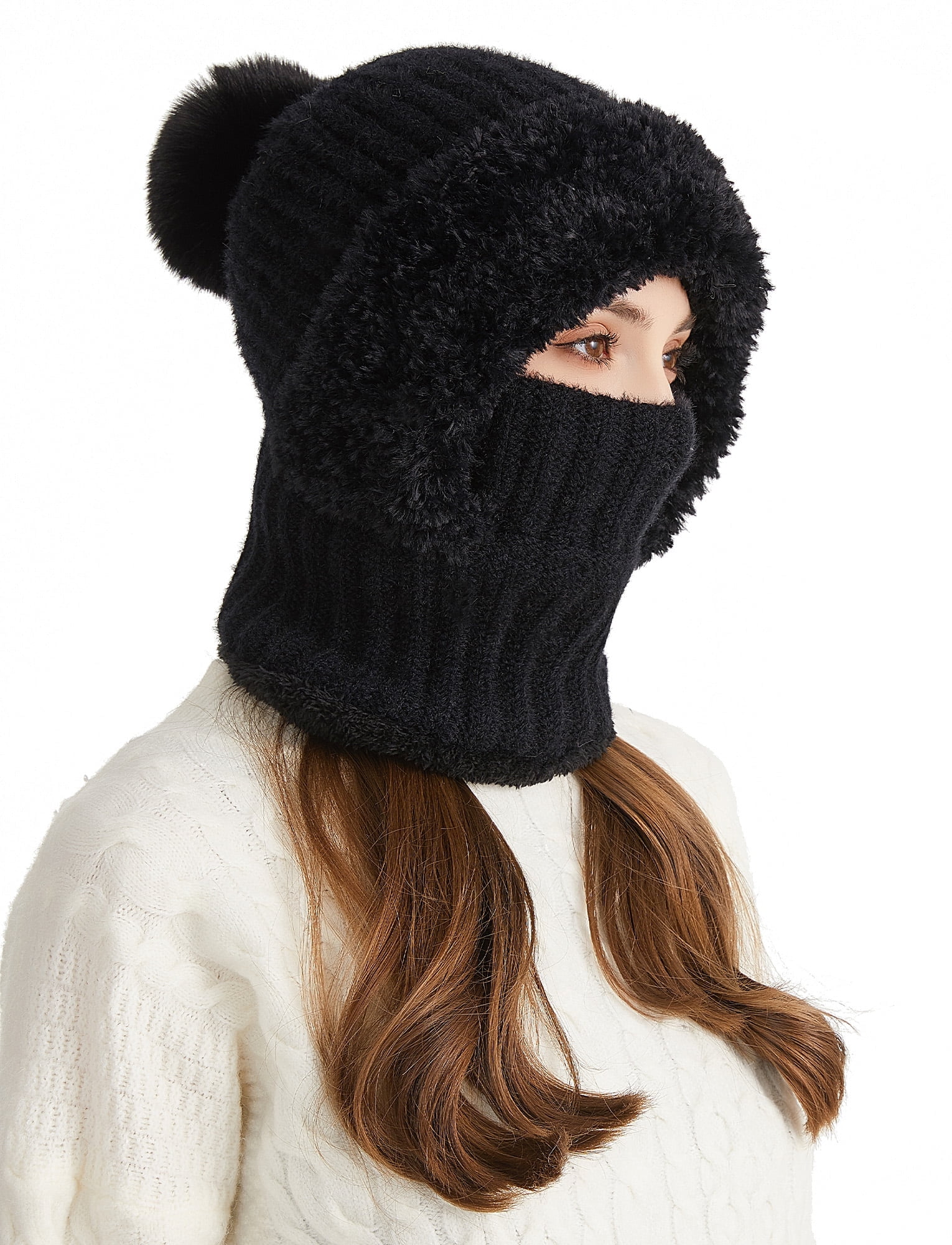 Mucky Cat Winter 3-in-1 Women's Balaclava Hat - Fleece Lined Beanie ...