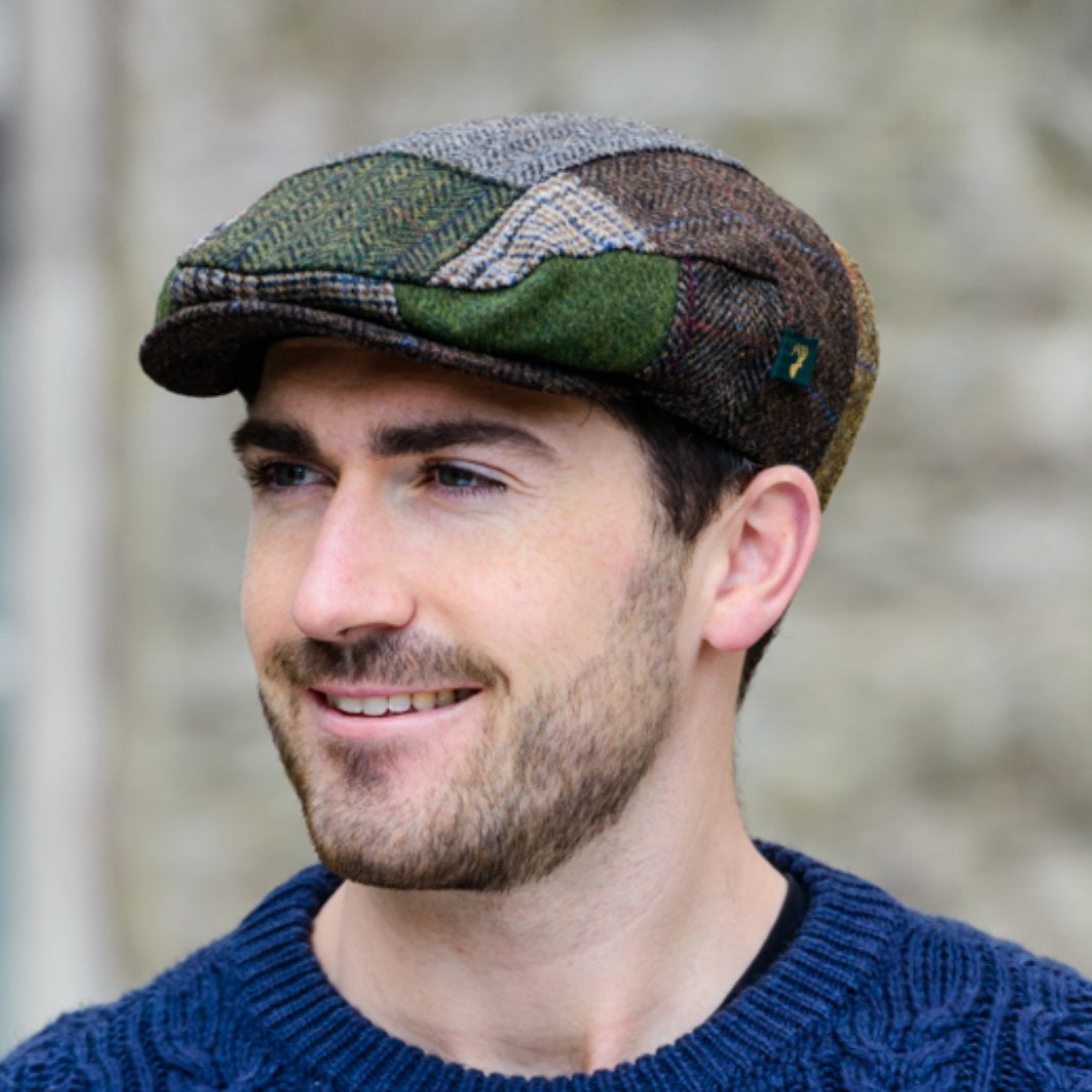 Mucros Weavers Hat, Adult Male Irish Wool Trinity Flat Cap- Patch Cap ...