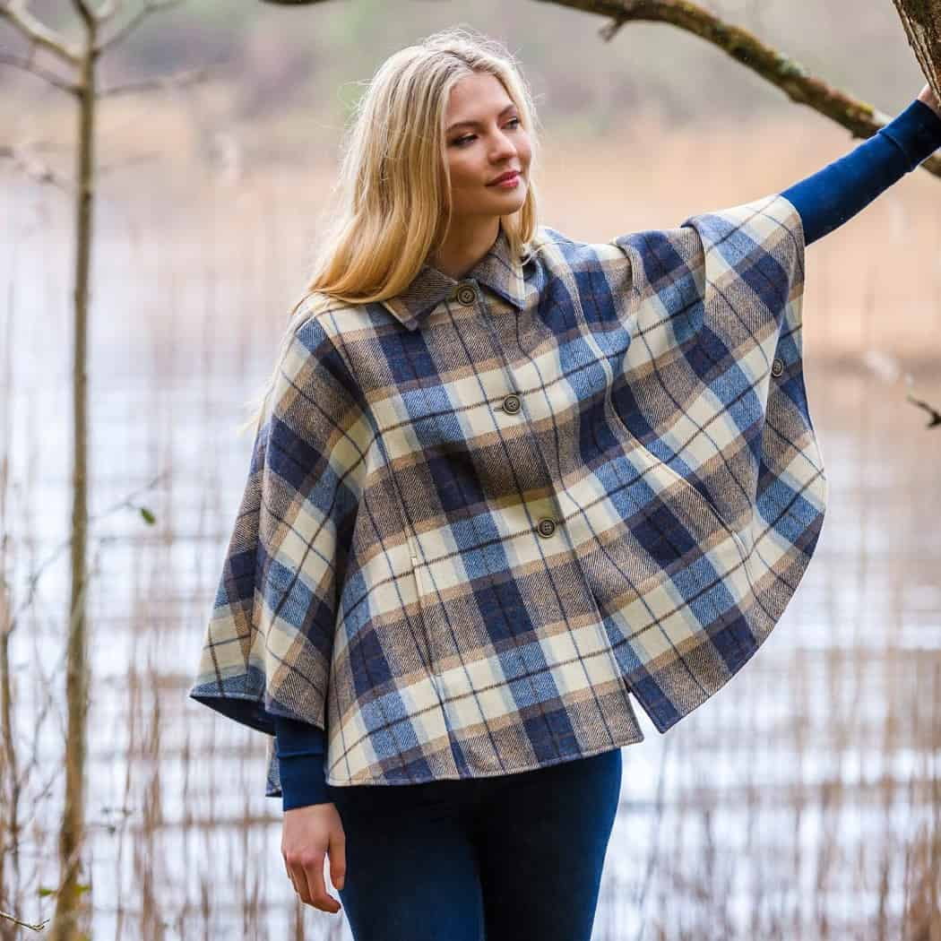 Mucros Weavers Irish Country Cape for Women (Blue Plaid) - Walmart.com