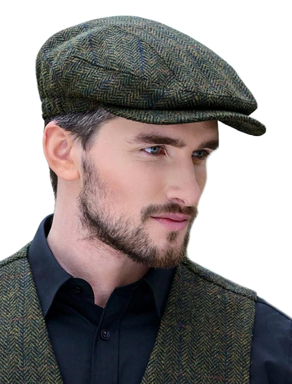 Mucros Weavers Kerry Cap, Irish Hat for Men, Herringbone Wool, Green ...