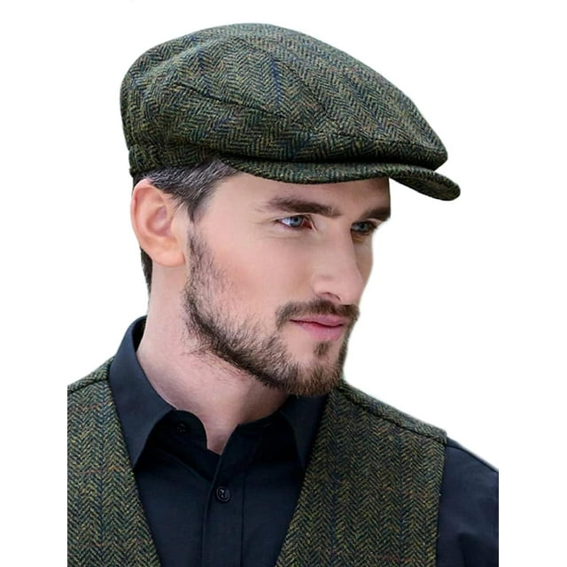 Mucros Weavers Kerry Cap, Irish Hat for Men, Herringbone Wool, Green ...