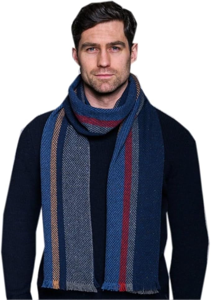 Mucros Weavers Men’s Tweed Scarf - Soft Donegal (Blue, Yellow ...