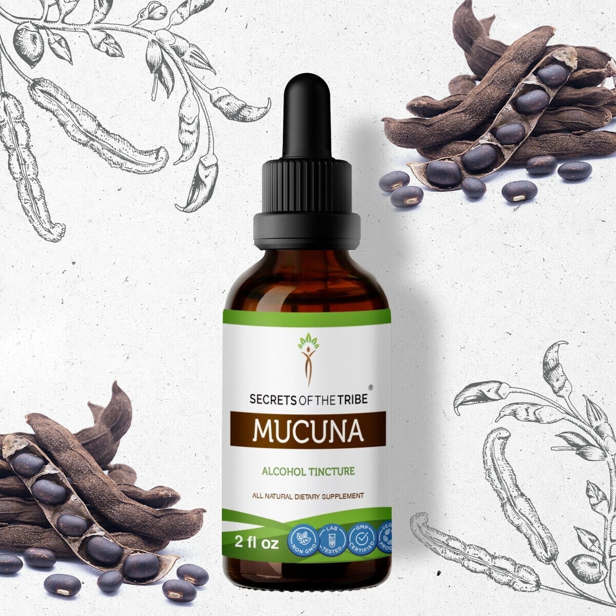 Secrets Of The Tribe Mucuna Tincture Dietary Supplement, Natural Herbal ...