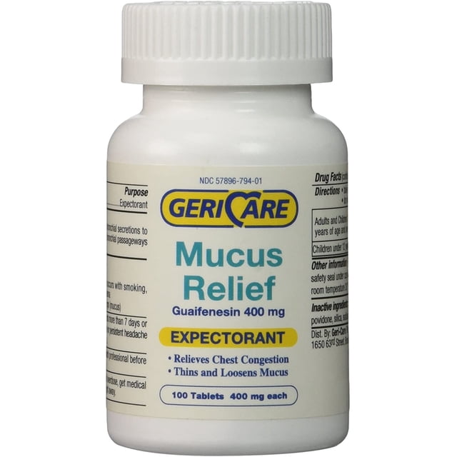 Geri-Care Mucus Relief Tablets | Chest Congestion Expectorant ...