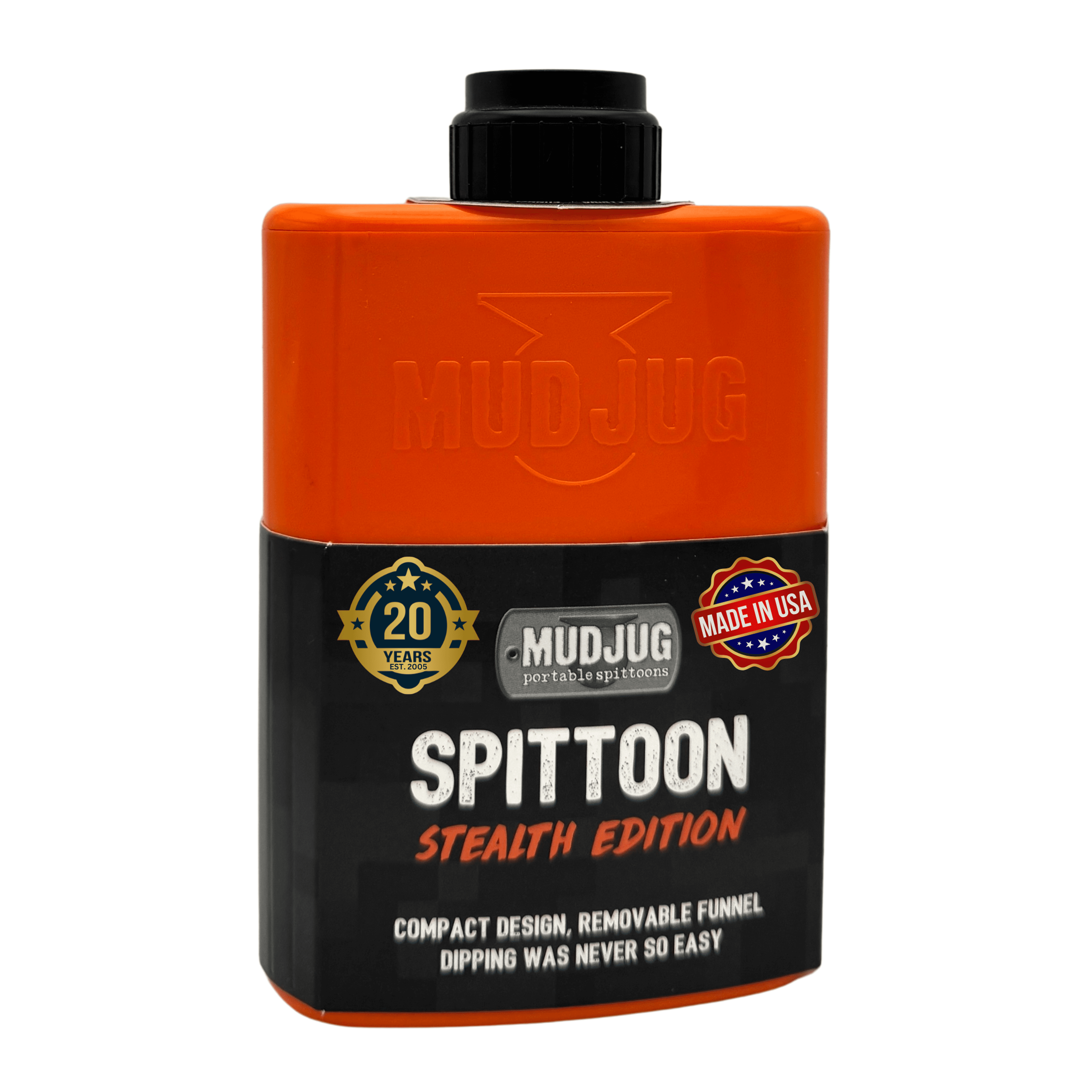 Mud Jug™ Orange Stealth Travel Spittoon - Portable Spit Jug with Deep ...