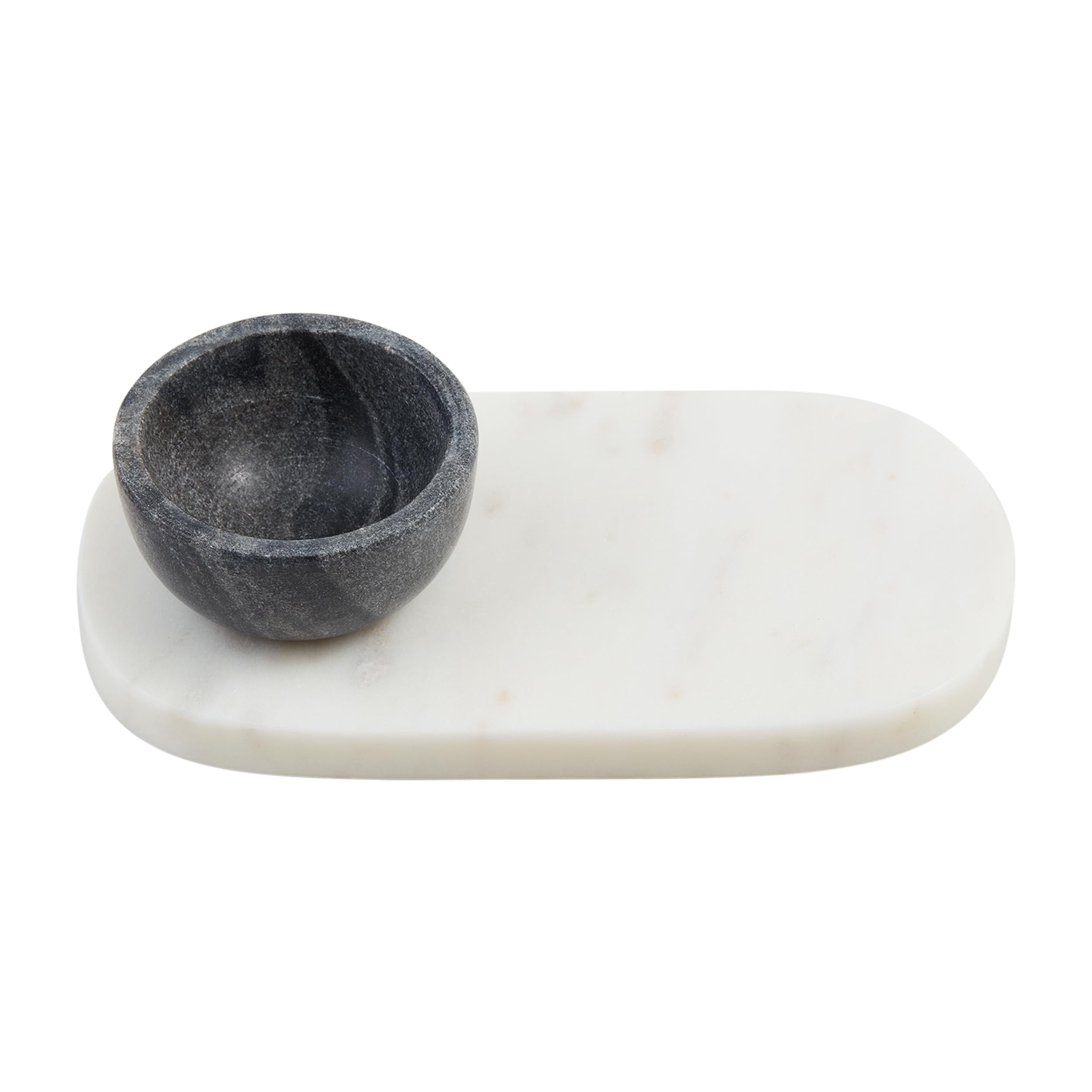 Mud Pie Black Marble Dip Tray; Tray 8" x 4 1/4" | dip 3" x 1 1/2" Dia ...