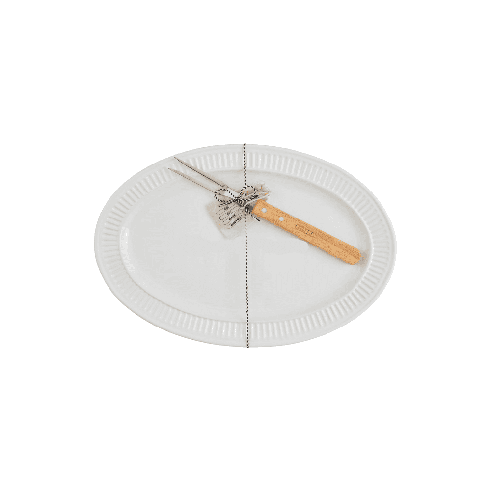 Mud Pie Circa Grill Set, platter 12" x 18", White - Walmart.com