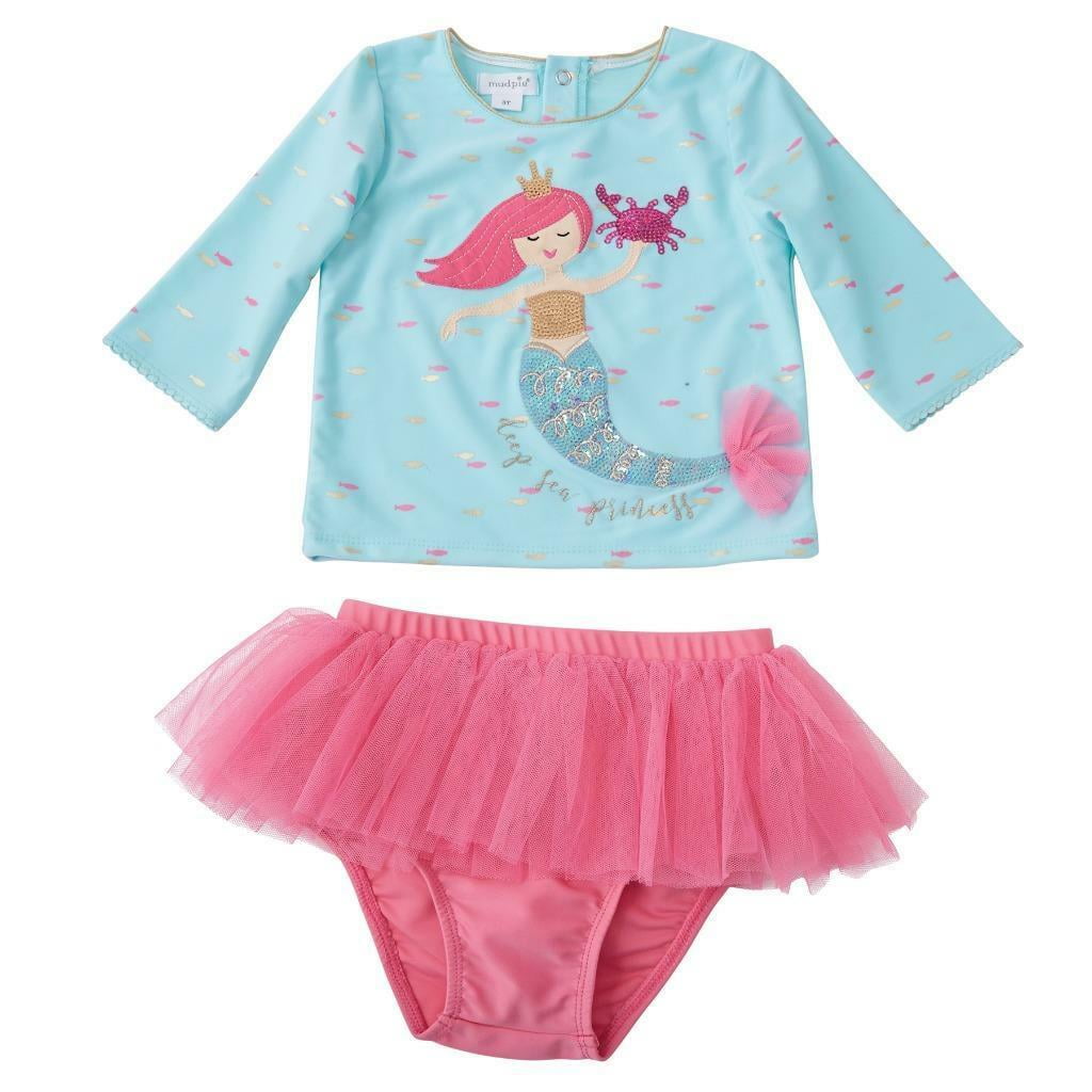 Mud Pie Girl Aqua Mermaid Rash Guard 3-6M - Walmart.com