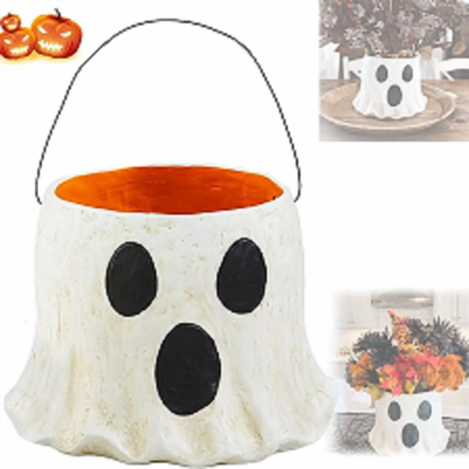 LANXINN Halloween Ghost Bucket - Adorable Ghost Planter & Vase, Spooky ...