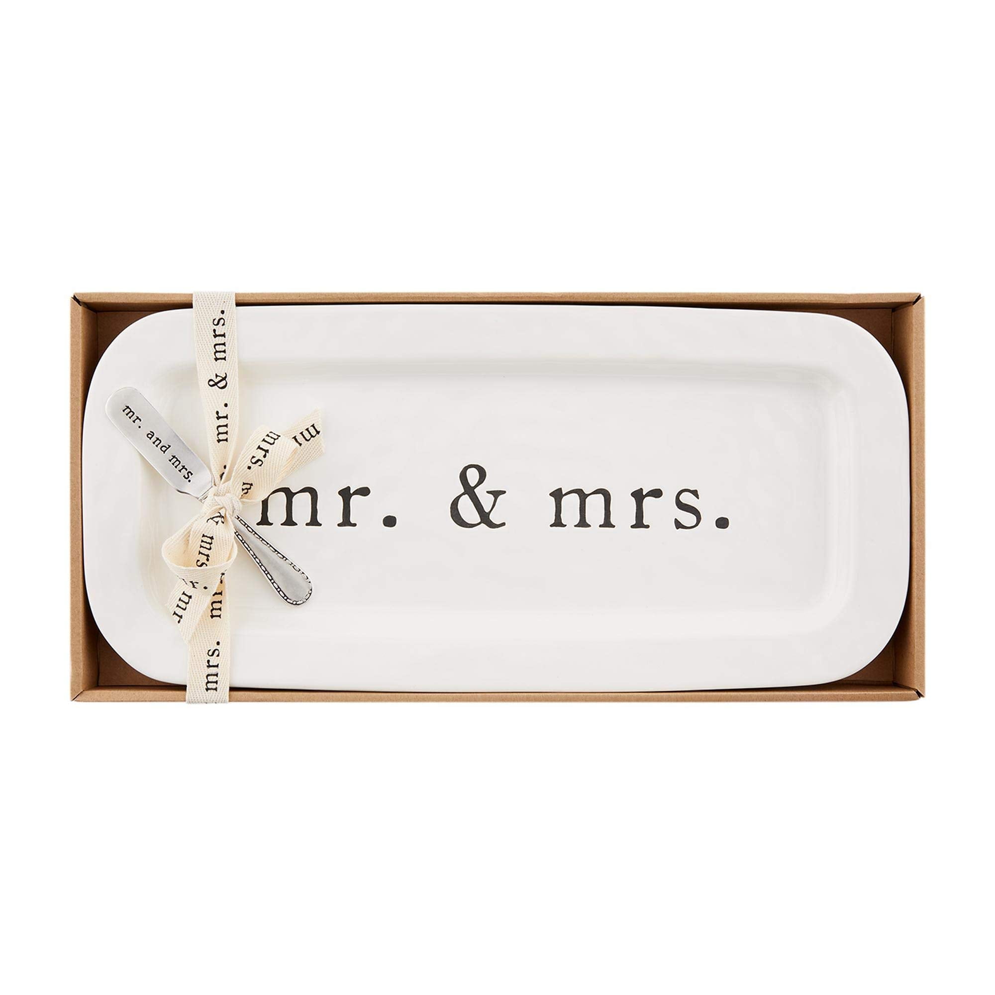 Mud Pie Mrs. Hostess Platter Set, tray 7 1/2" x 16" | spreader 5 1/2 ...