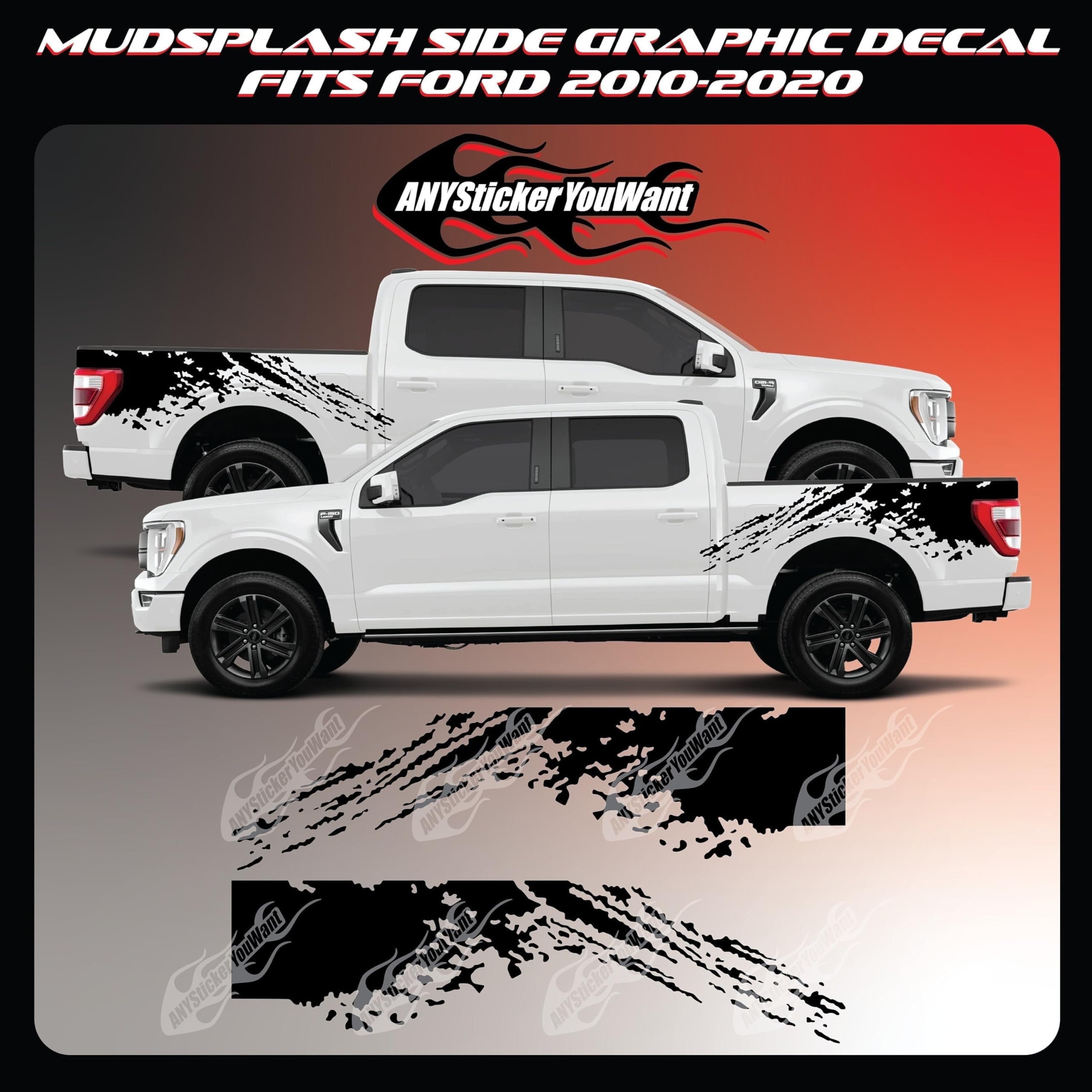 Mud Splash Vinyl Side Graphic Decal Compatible with and Fits Ford 2010 ...