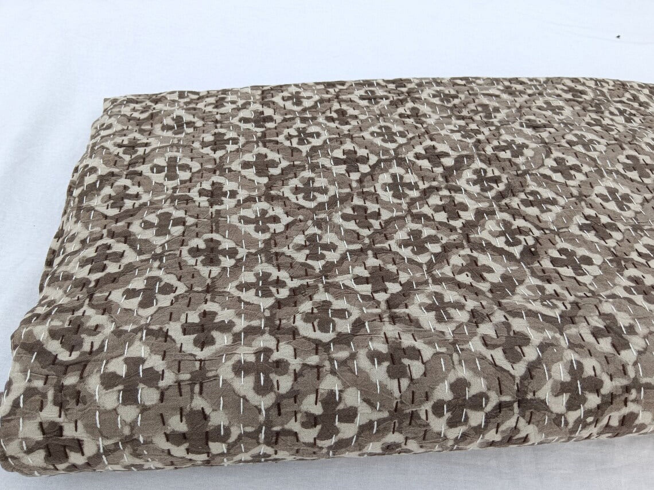 Mud print kantha Quilt Earthen color Kantha Quilt Handblock Print ...