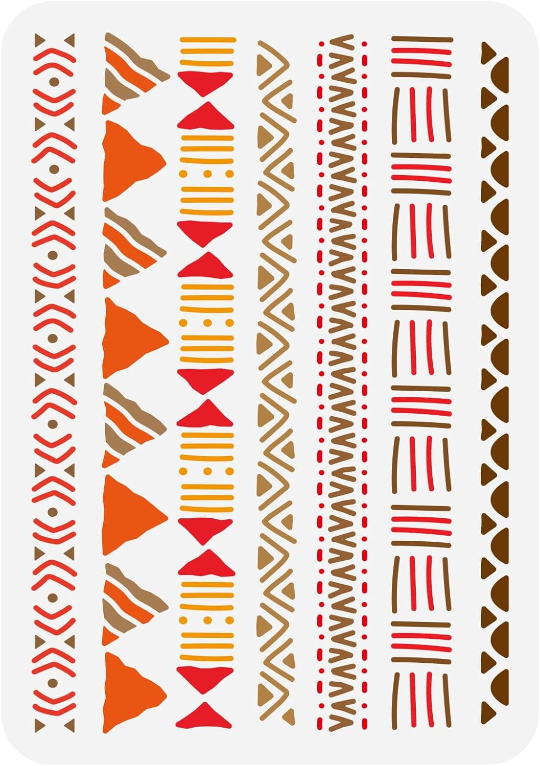 Mudcloth Elements Pattern Stencil 8.3x11.7inch Tribal Borders Drawing ...