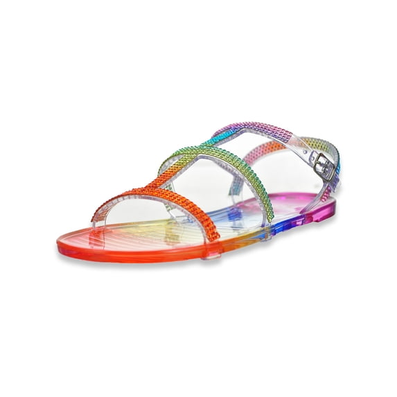 Mudd Girls' Rhinestone Jelly Sandals - rainbow, 11 toddler - Walmart.com