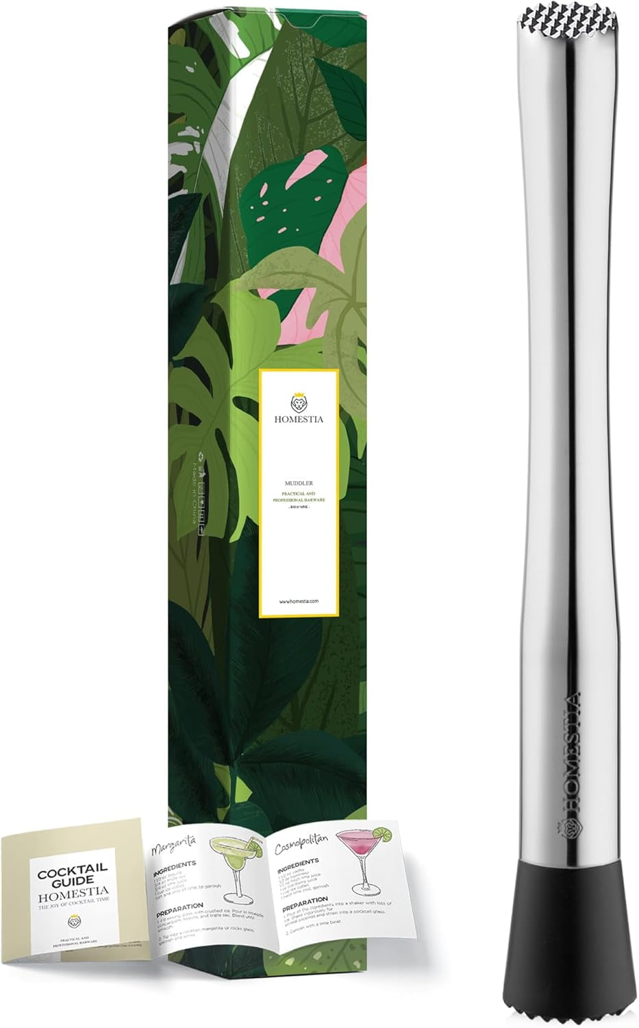 Muddler for Cocktail, 10'' Stainless Steel Home and Bar Muddler for ...