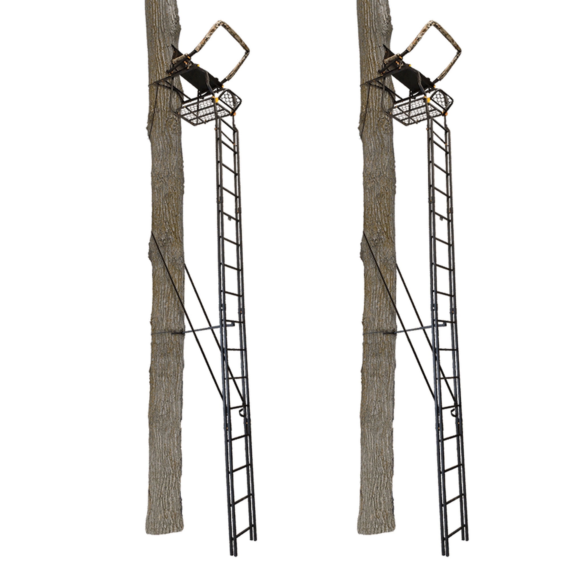 Muddy 20 Foot 1 Person Hunting Deer Ladder Tree Stand, Black (2 Pack ...
