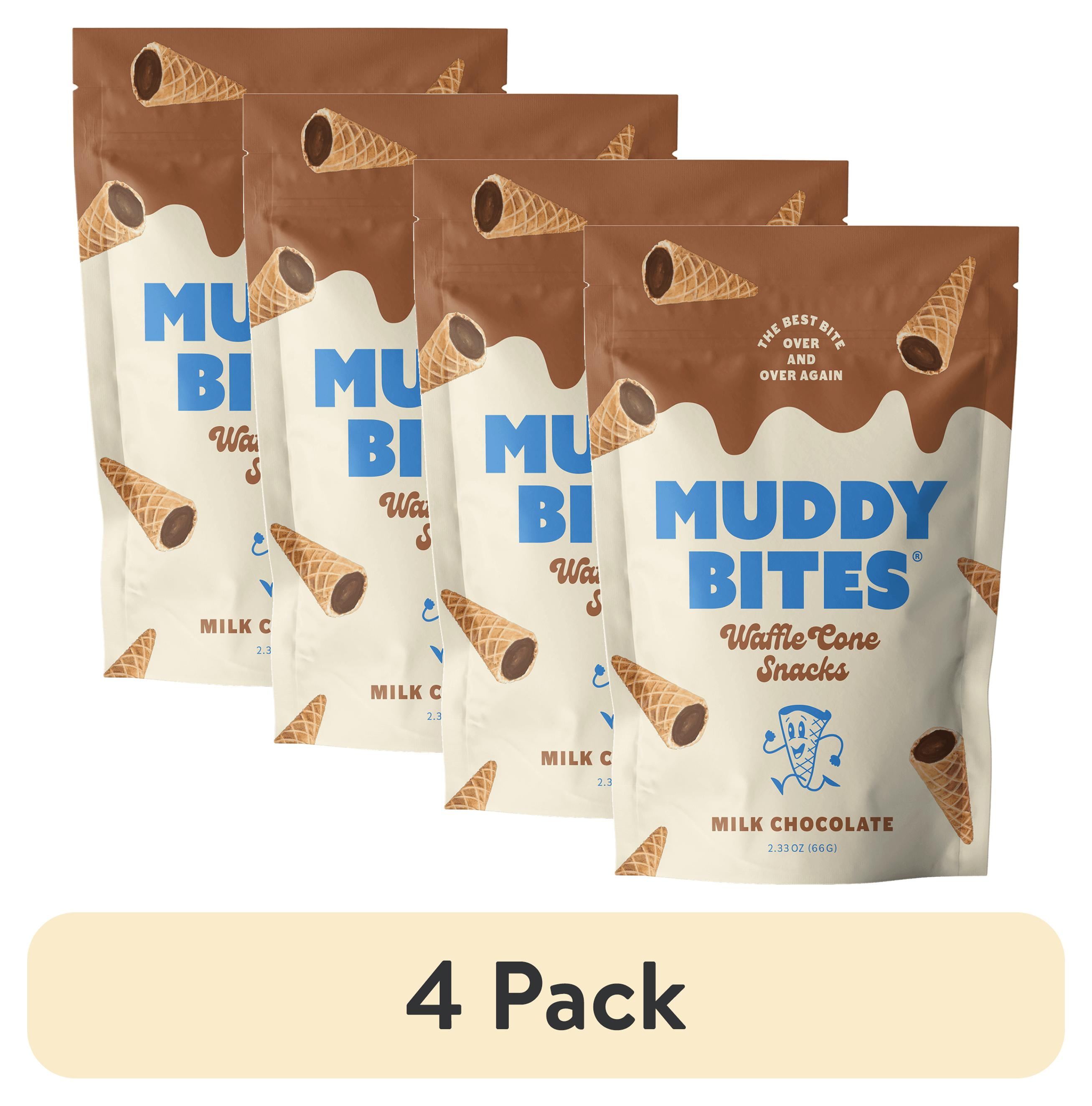(4 pack) Muddy Bites Milk Chocolate Waffle Cone Snacks, 2.33 oz ...