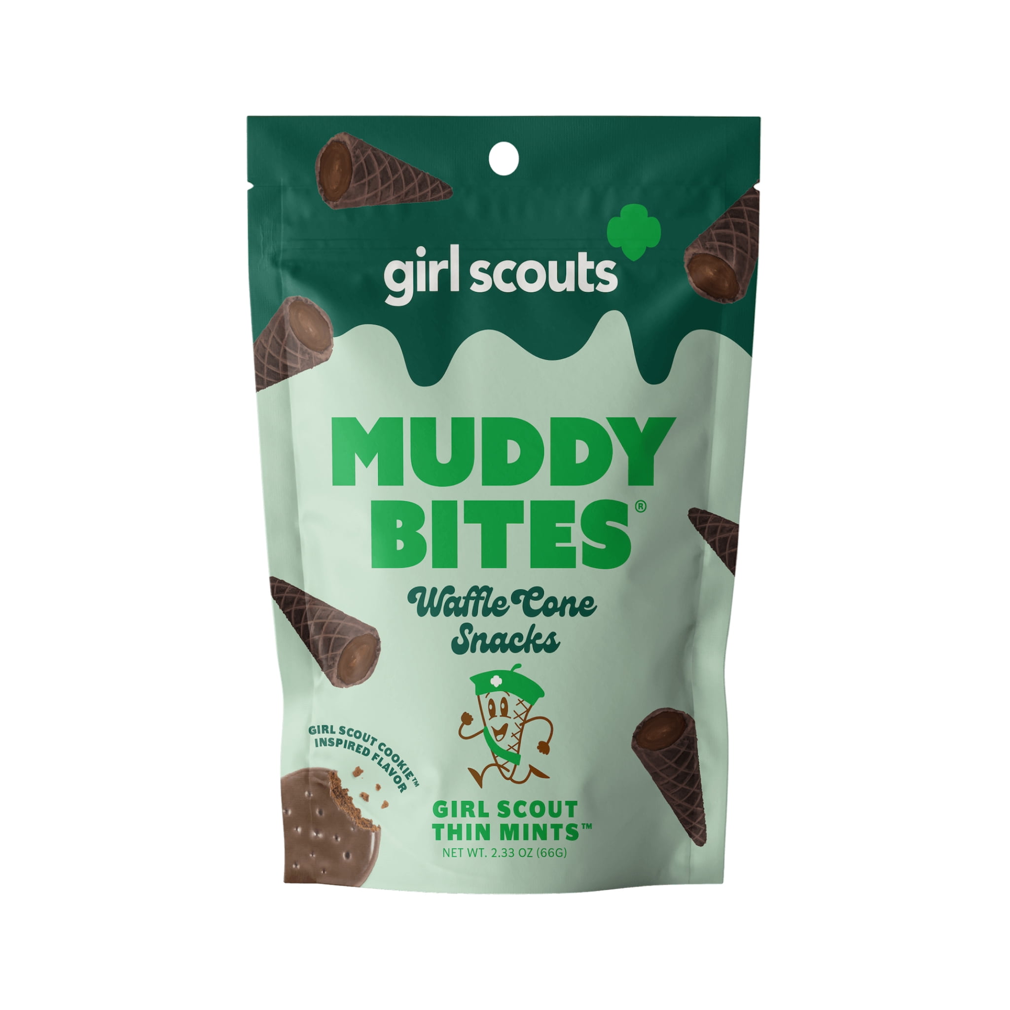Muddy Bites Girl Scout Thin Mints Filled Waffle Cone Bites, Resealable ...