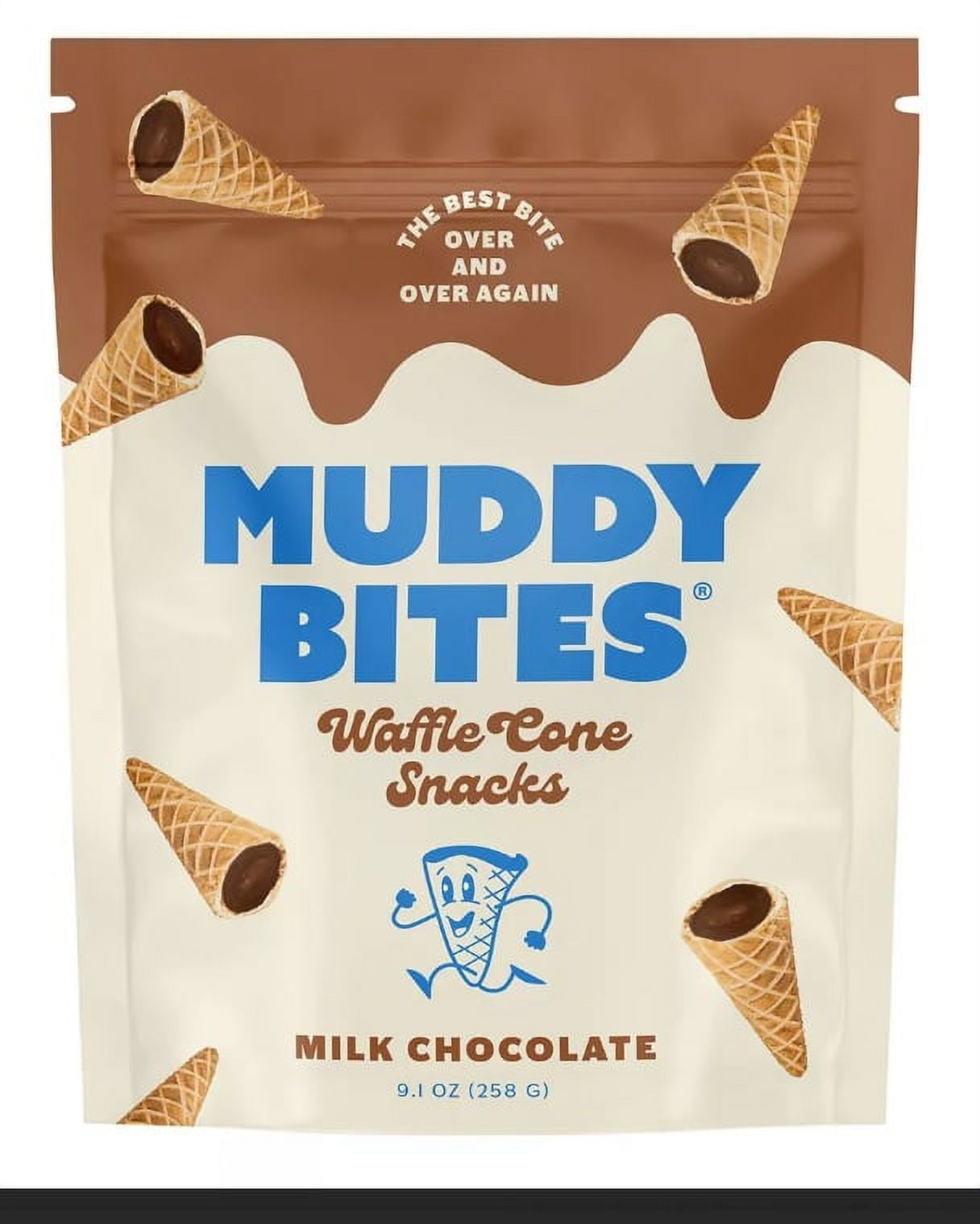 Muddy Bites Milk Chocolate Filled Waffle Cone Snacks, Crunchy Treats, 9 ...