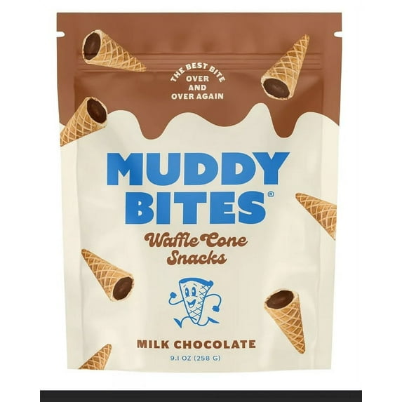 Muddy Bites Milk Chocolate Filled Waffle Cone Snacks, Crunchy Treats, 9 ...