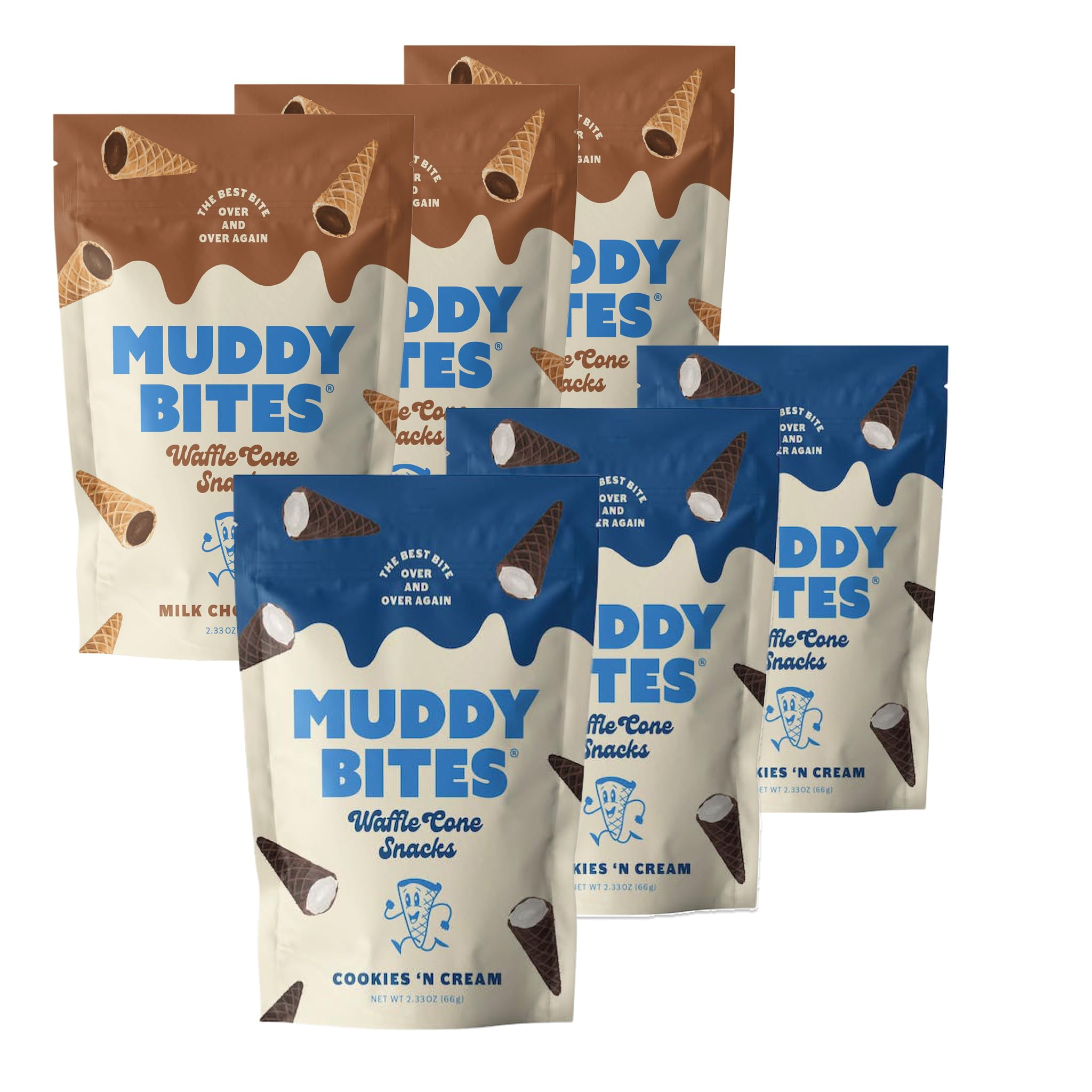 Muddy Bites Waffle Cone AIF4 Snacks Bite Sized Chocolate Waffle Cones ...