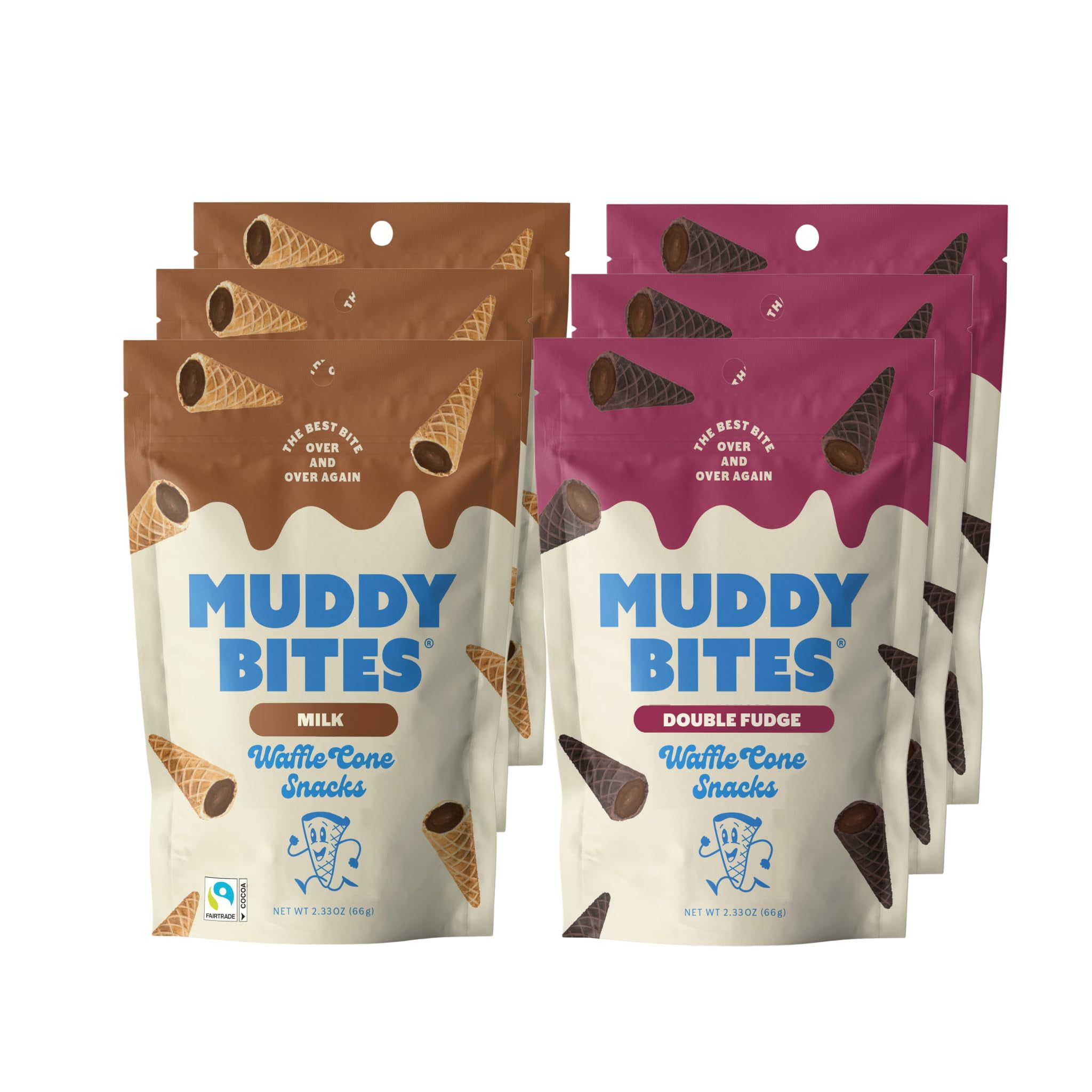 Muddy Bites Waffle Cone IRF13 Snacks Bite Sized Filled Cone Bites for ...