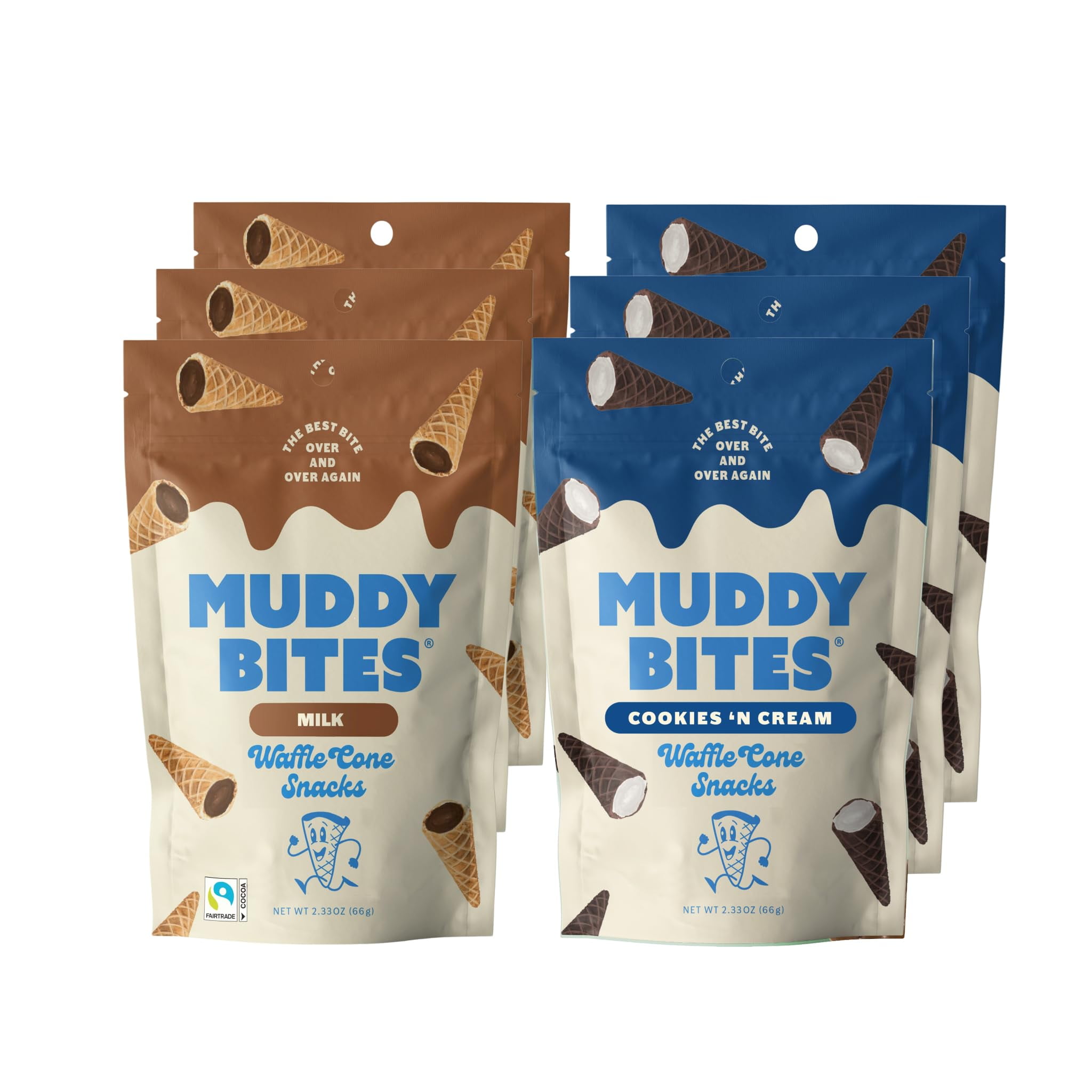 Muddy Bites Waffle Cone Snacks HYZ01 Bite Sized Filled Cone Bites for ...