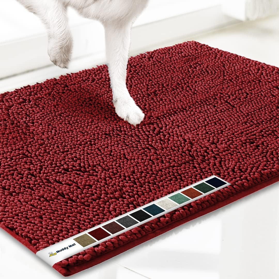 "Muddy Mat XL 59""X35"" - Red Microfiber Mat, Non-Slip, Washable for ...